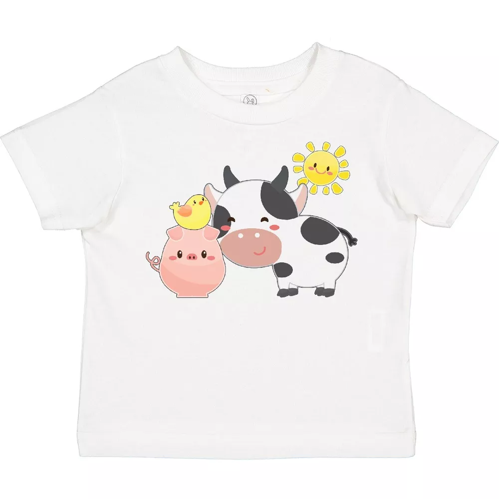 Fun Farm Animals- Cow, Pig, Chick Toddler T-Shirt Farming Chicken Sun ...