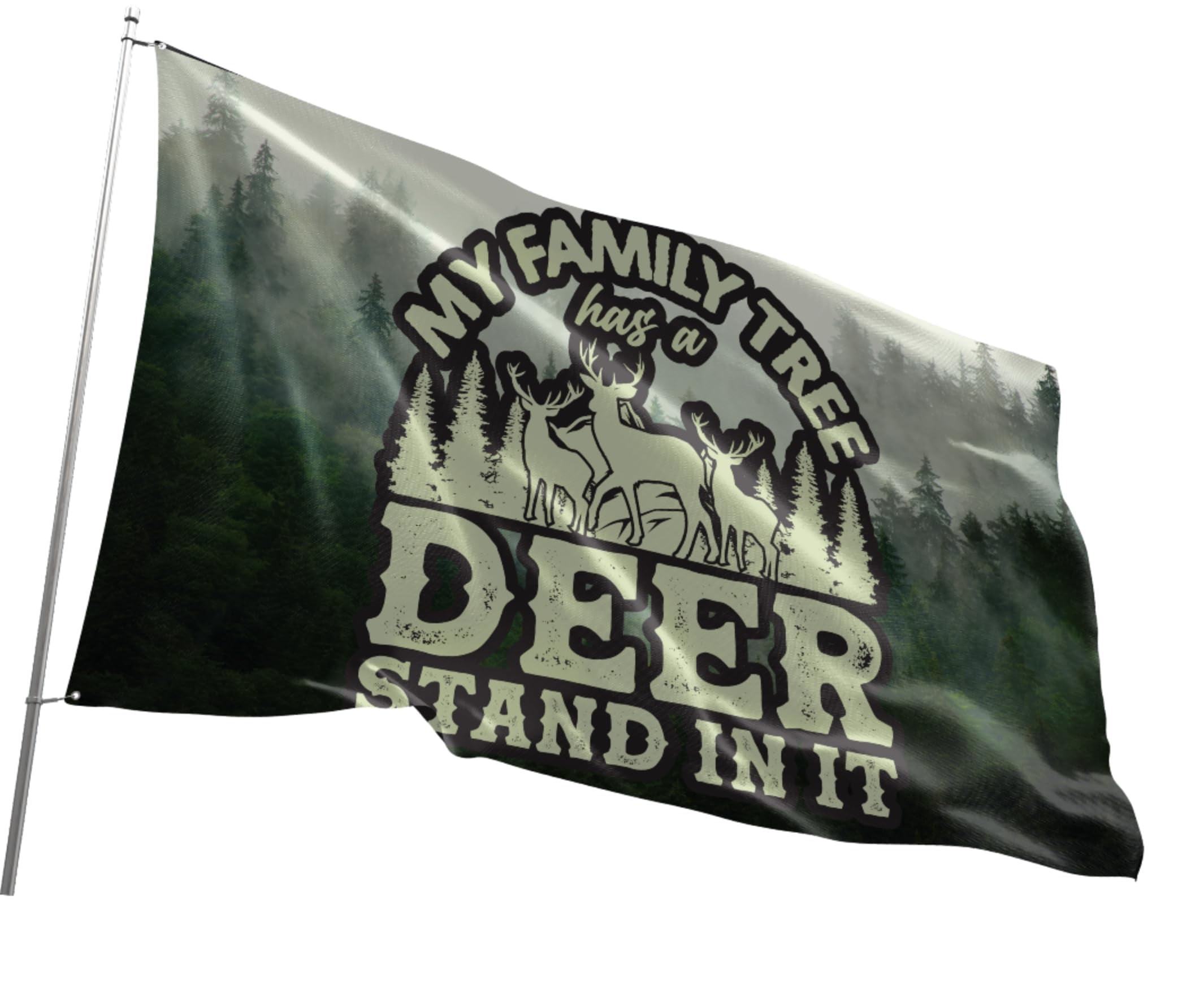 Fun Flags My Family Tree Has A Deer Stand In It Flag - Durable and ...