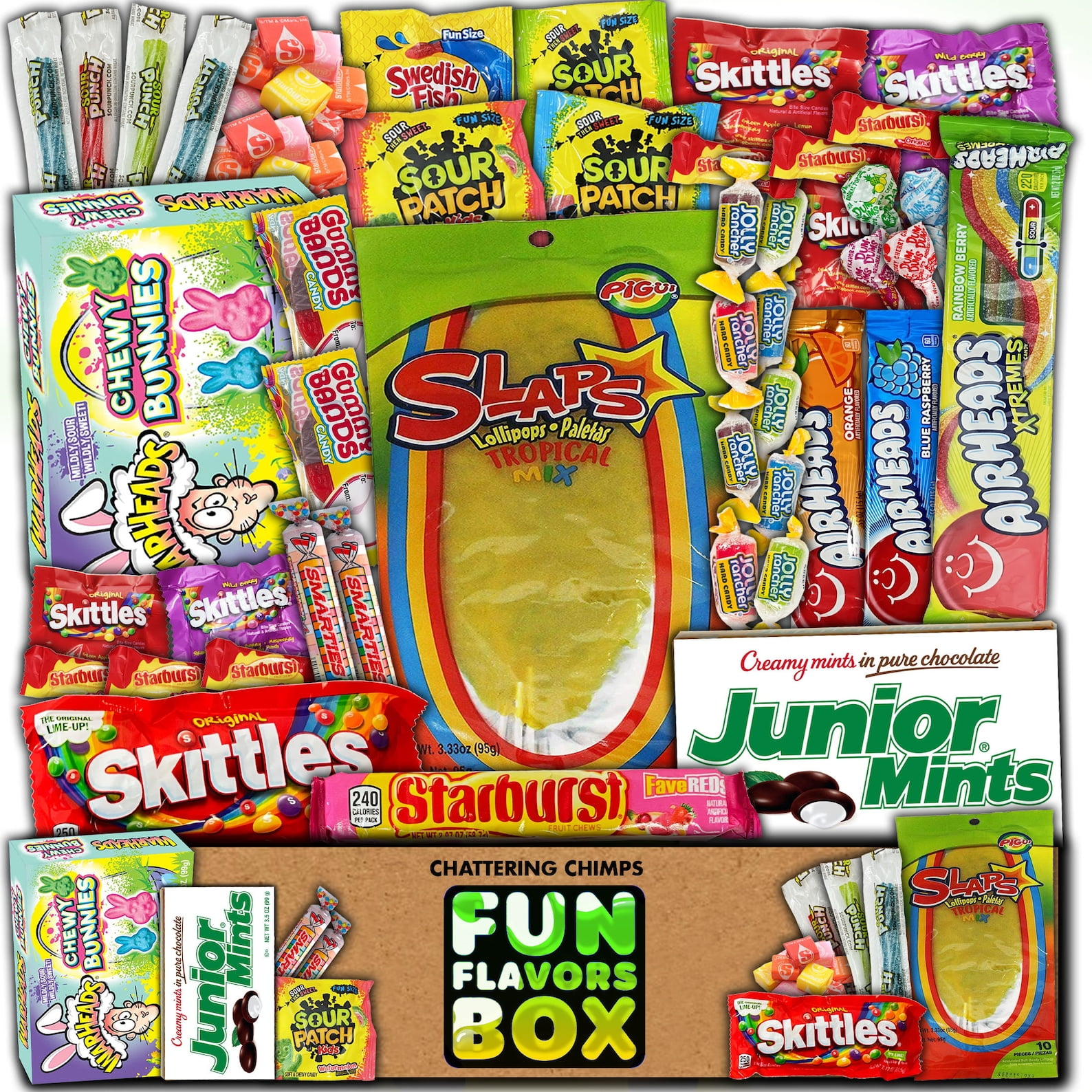 Fun Flavors Box Candy Gift Box 60 Count Sweet Treats Snack Care Package ...