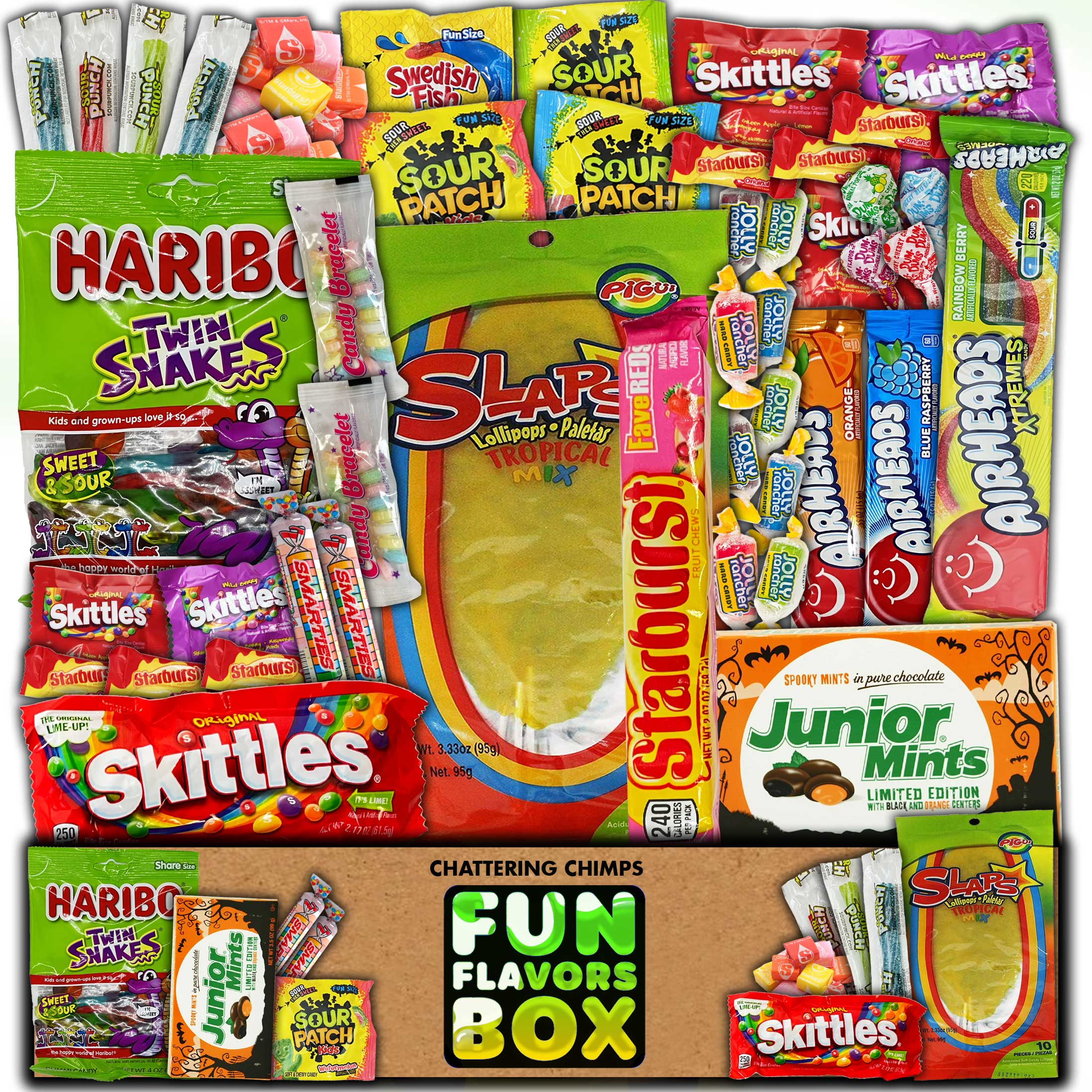 Fun Flavors Box Candy Gift Box 60 Count Sweet Treats Snack Care Package ...