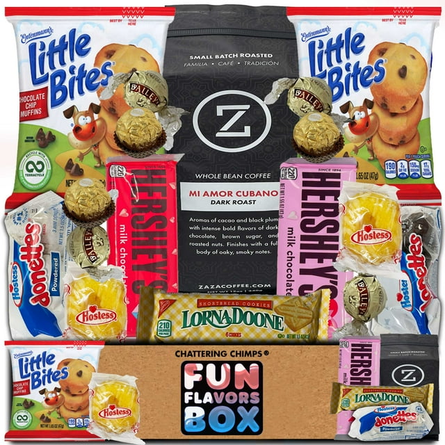 Fun Flavors Box Coffee Gift Basket, Dark Roast Variety Pack, Cookies ...