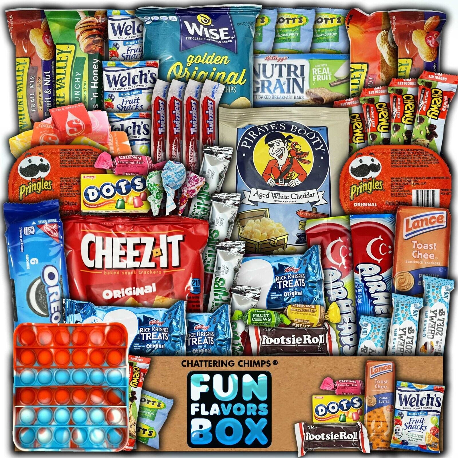 Fun Flavors Box Favorite Snack Box Cookies Candy Snack Square Push Pop ...