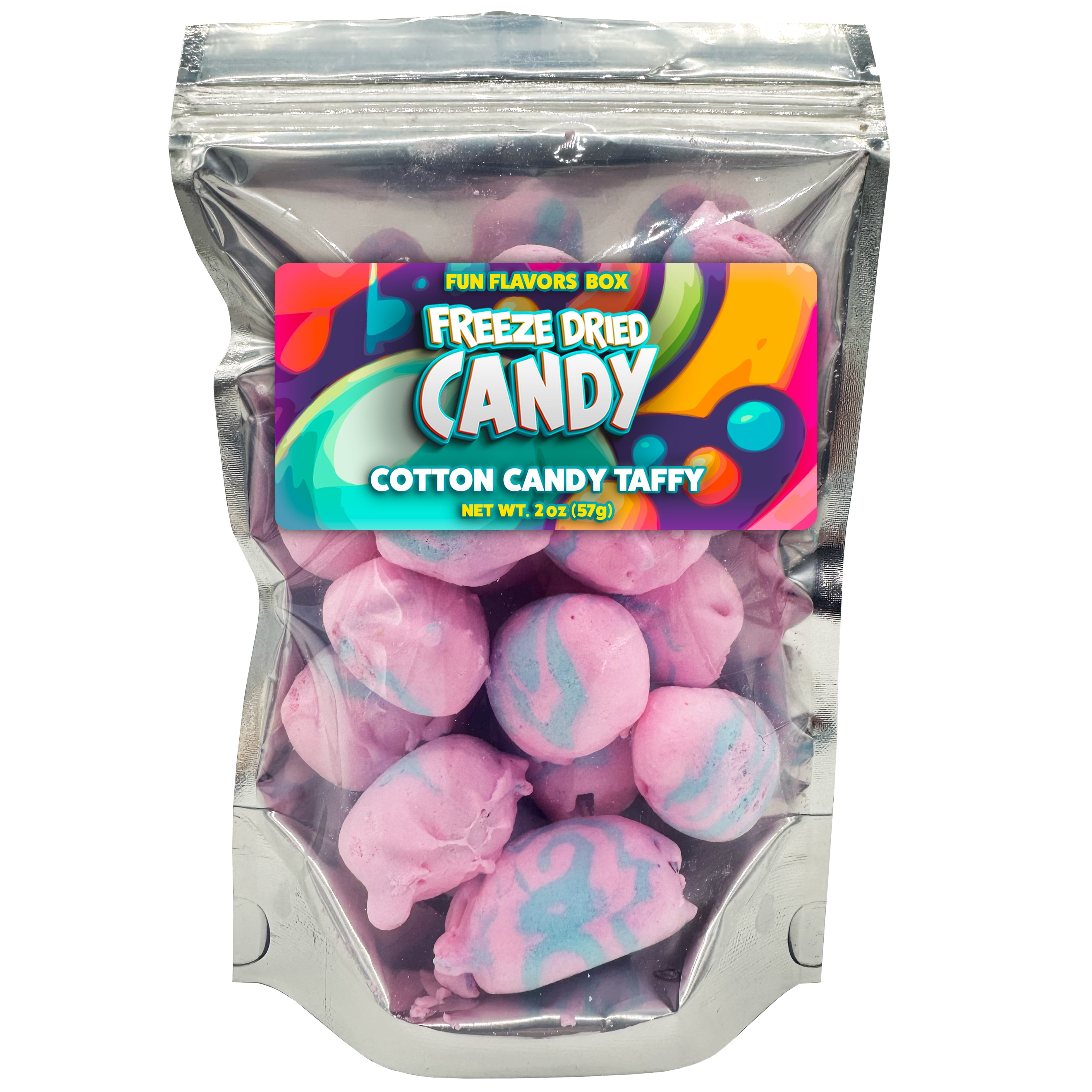 Fun Flavors Box Freeze Dried Cotton Candy Taffy Crunchy Treats, 2.0 oz ...
