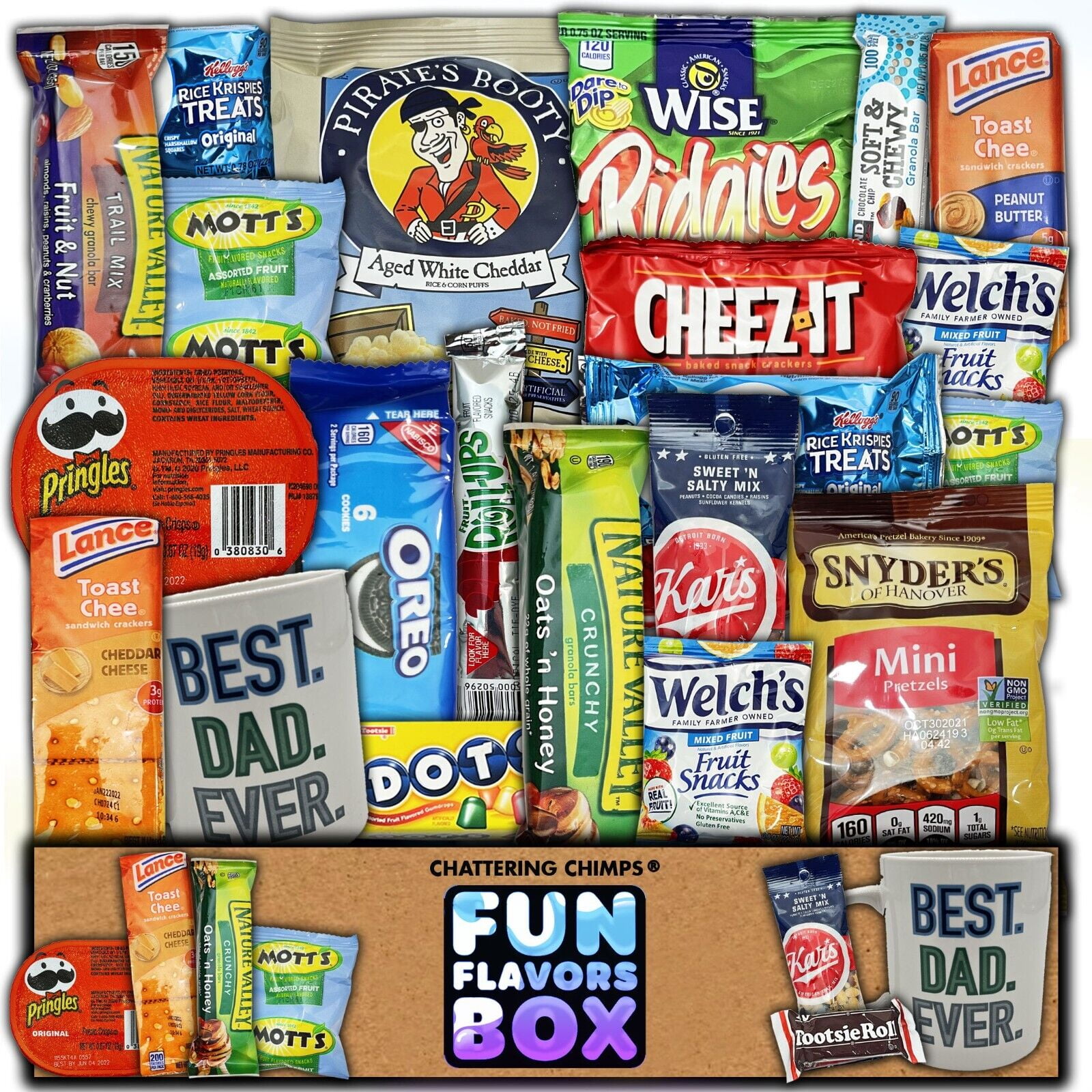 Fun Flavors Box - Gift for Dad Snack Care Package Variety Pack 21 Count ...