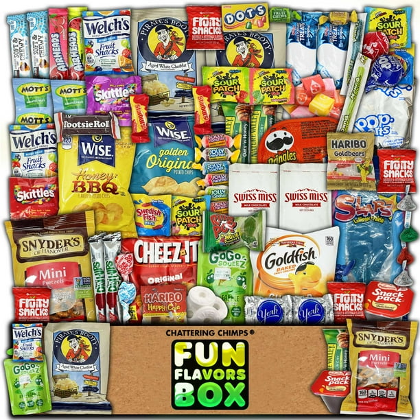 Fun Flavors Box Nut Free Snack Box 100 Count Variety Gift Care Package ...