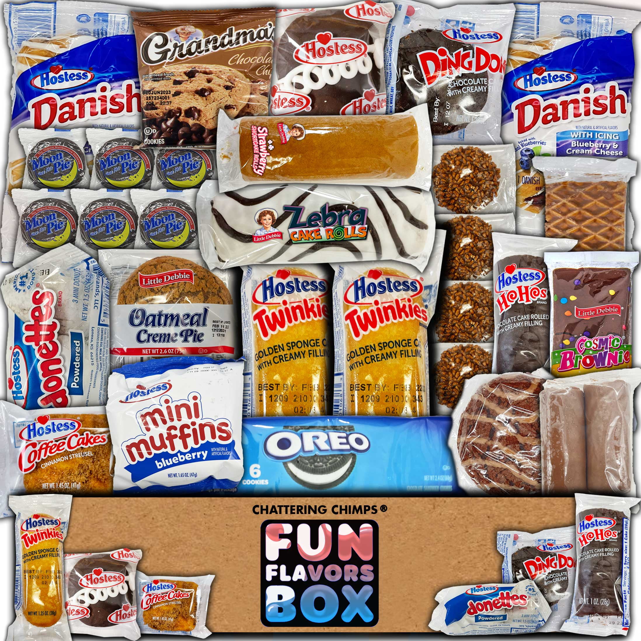 Fun Flavors Box, 30 Count Pastry Snack Variety Pack, Cookies, Cakes ...