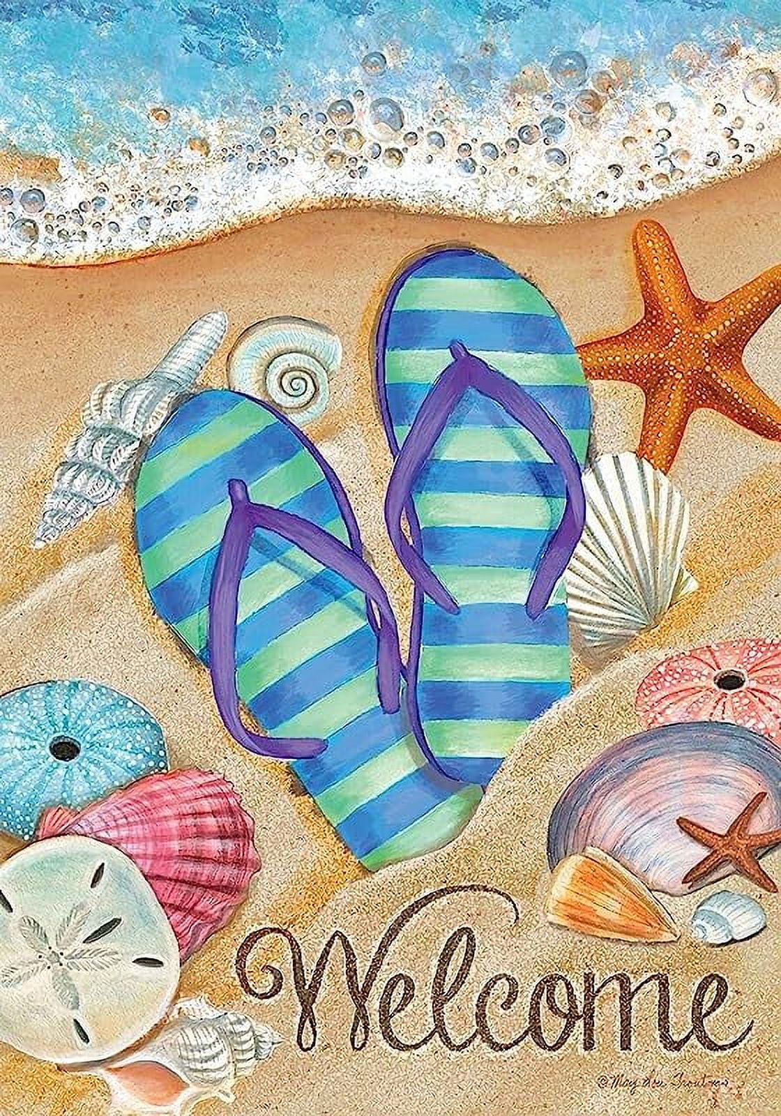Fun Flip Flops Summer Garden Flag Nautical Floral 12.5" x 18" - Walmart.com