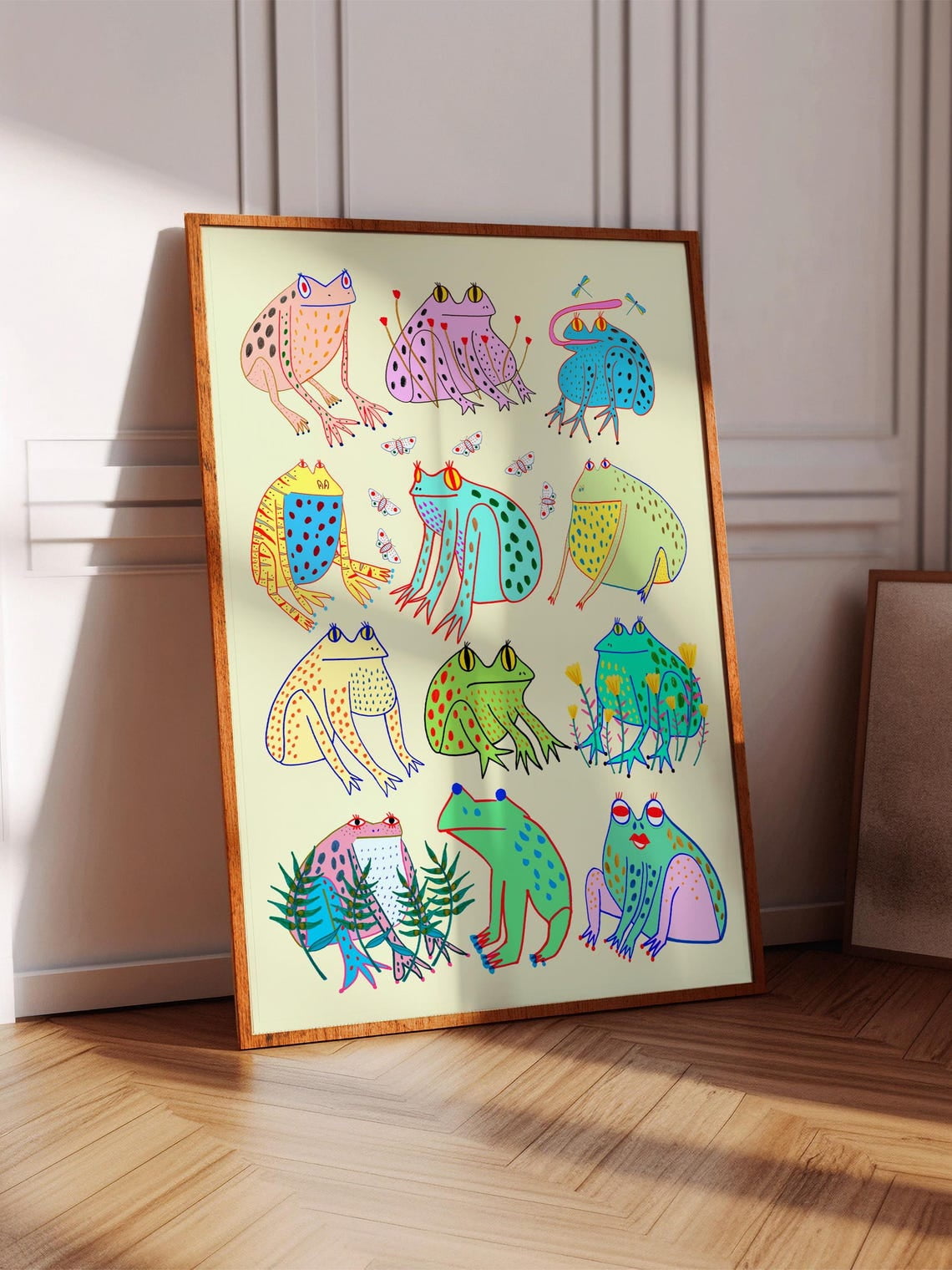 Fun Frogs Art Print, Cats Wall Decor, Colorful Gift For Her Kitchen ...