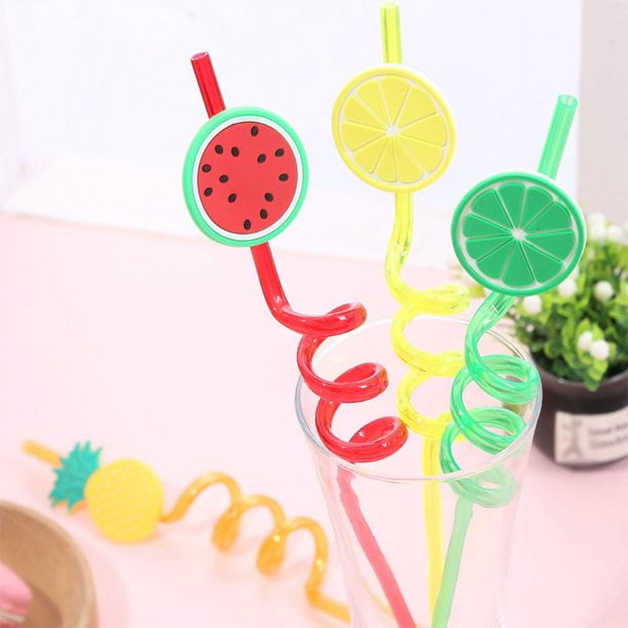 Fun Fruit Plastic Squiggle Straws / Favors (4ct) - Walmart.com