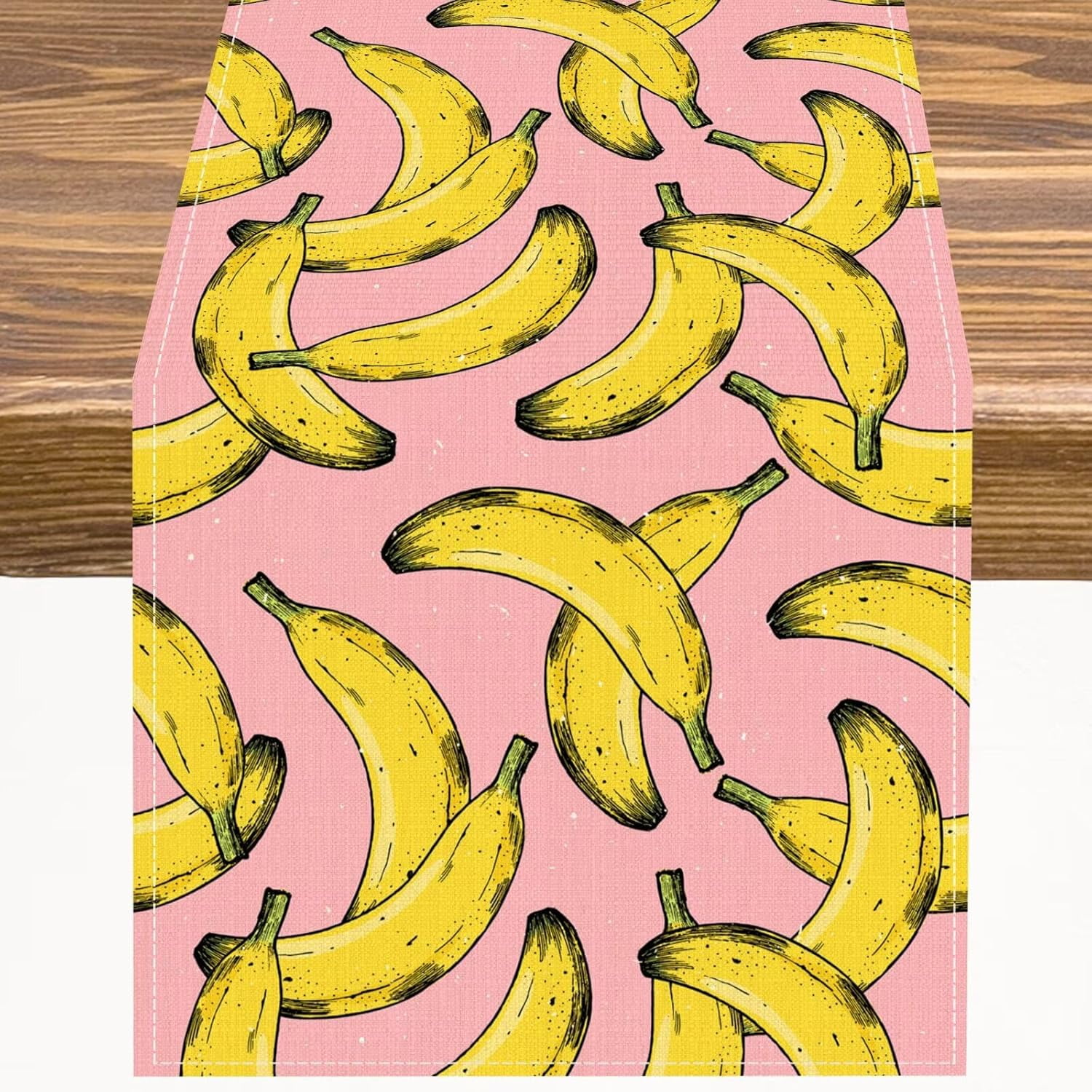 Fun Fruits Table Runner Ripe Banana Yellow Pink Art Print Kitchen ...