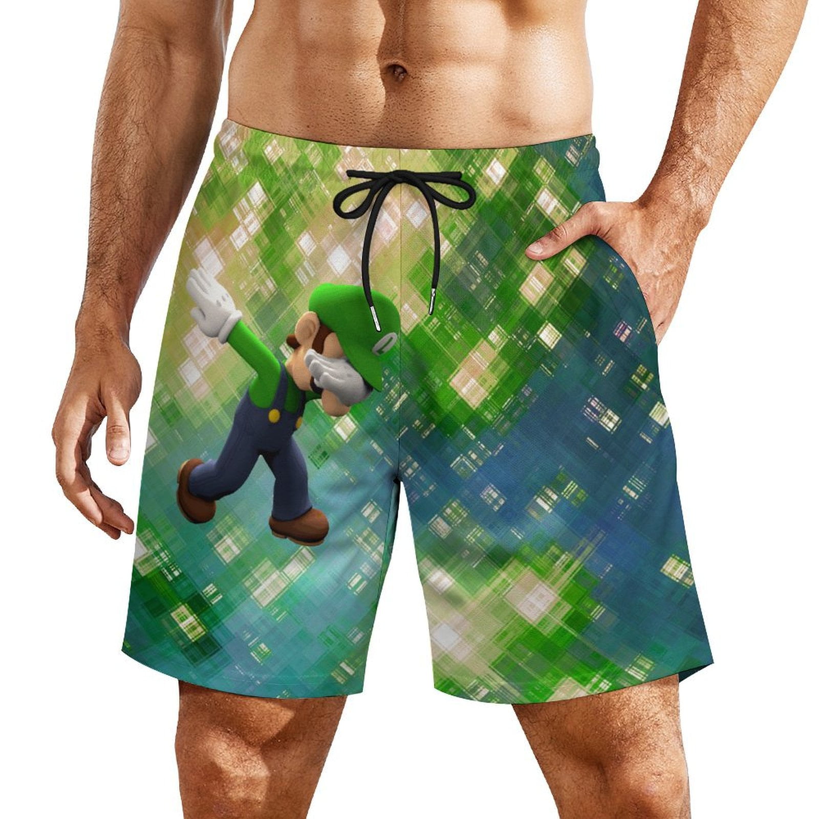 Fun Game Luigi's Mansion Men's Board Shorts Swim Trunks Quick Dry Beach ...