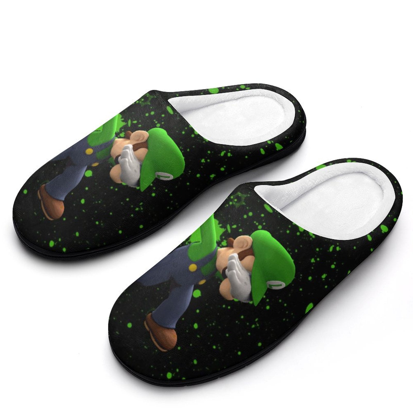 Fun Game Luigi's Mansion Men's Cotton Slippers Winter Fuzzy Lightweight ...