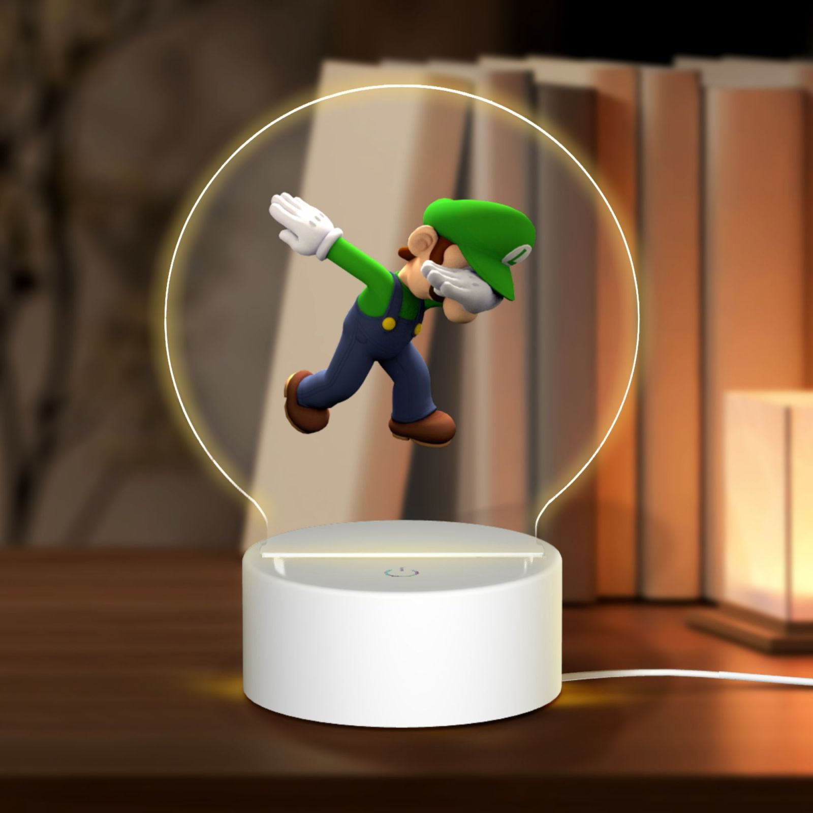 Fun Game Luigi's Mansion Round Acrylic Night Light Decoration USB Cable ...
