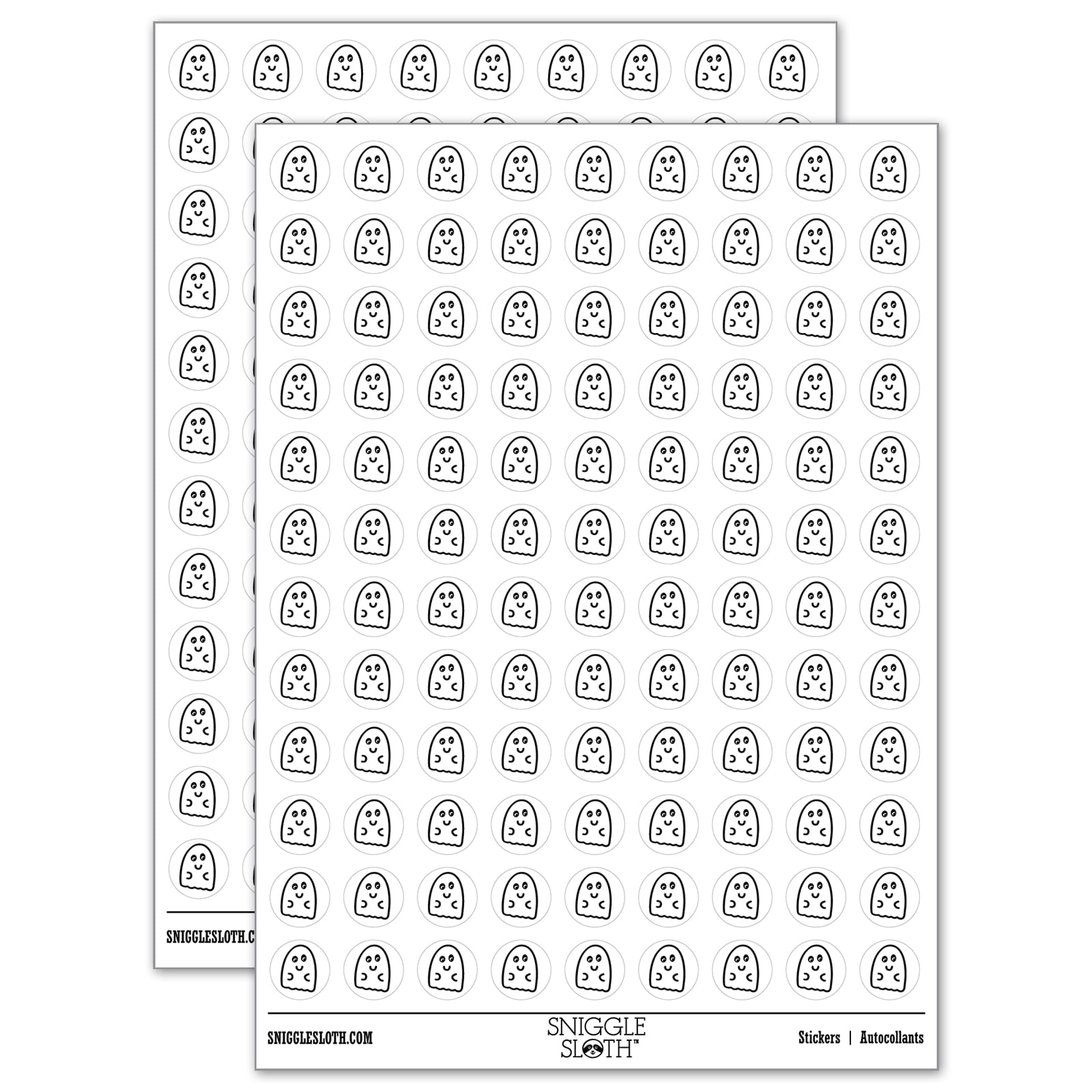 Fun Ghost Halloween 200+ Round Stickers - White - Matte Finish - 0.50 ...
