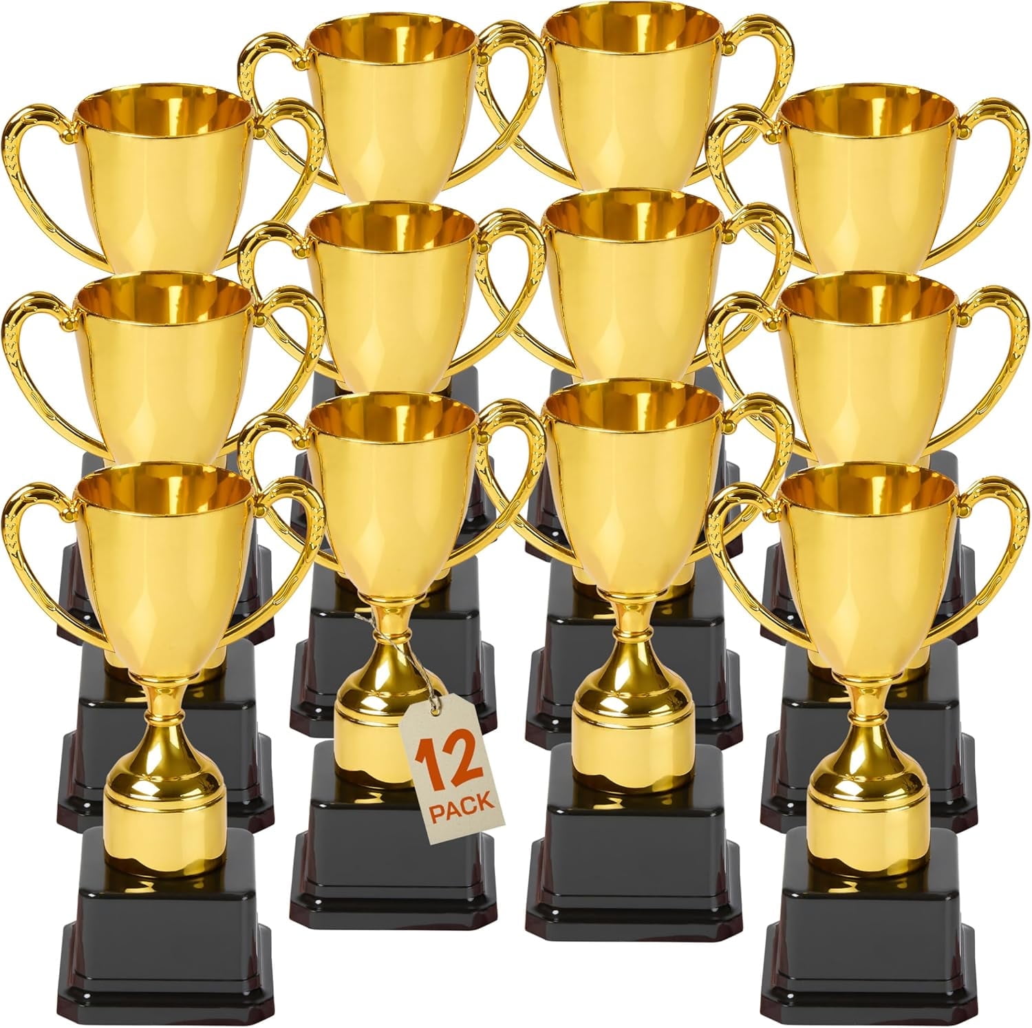 Fun Gold Plastic Trophies - 12 Pack - 7 Inch - Award Trophy Cup Set for ...