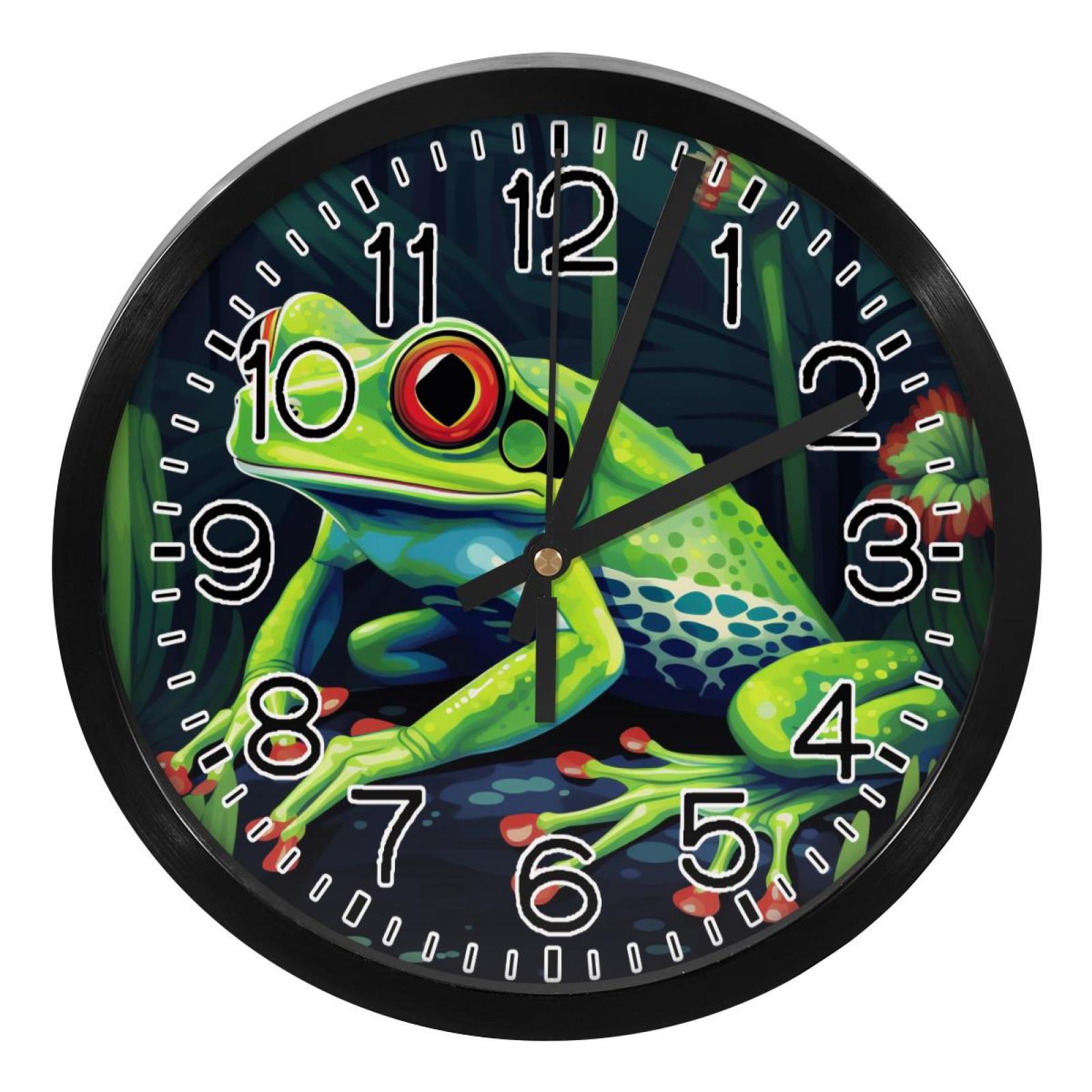 Fun Green Frog Prince Stylish and Silent Wall Clock 9.8 Inch Easy Read ...