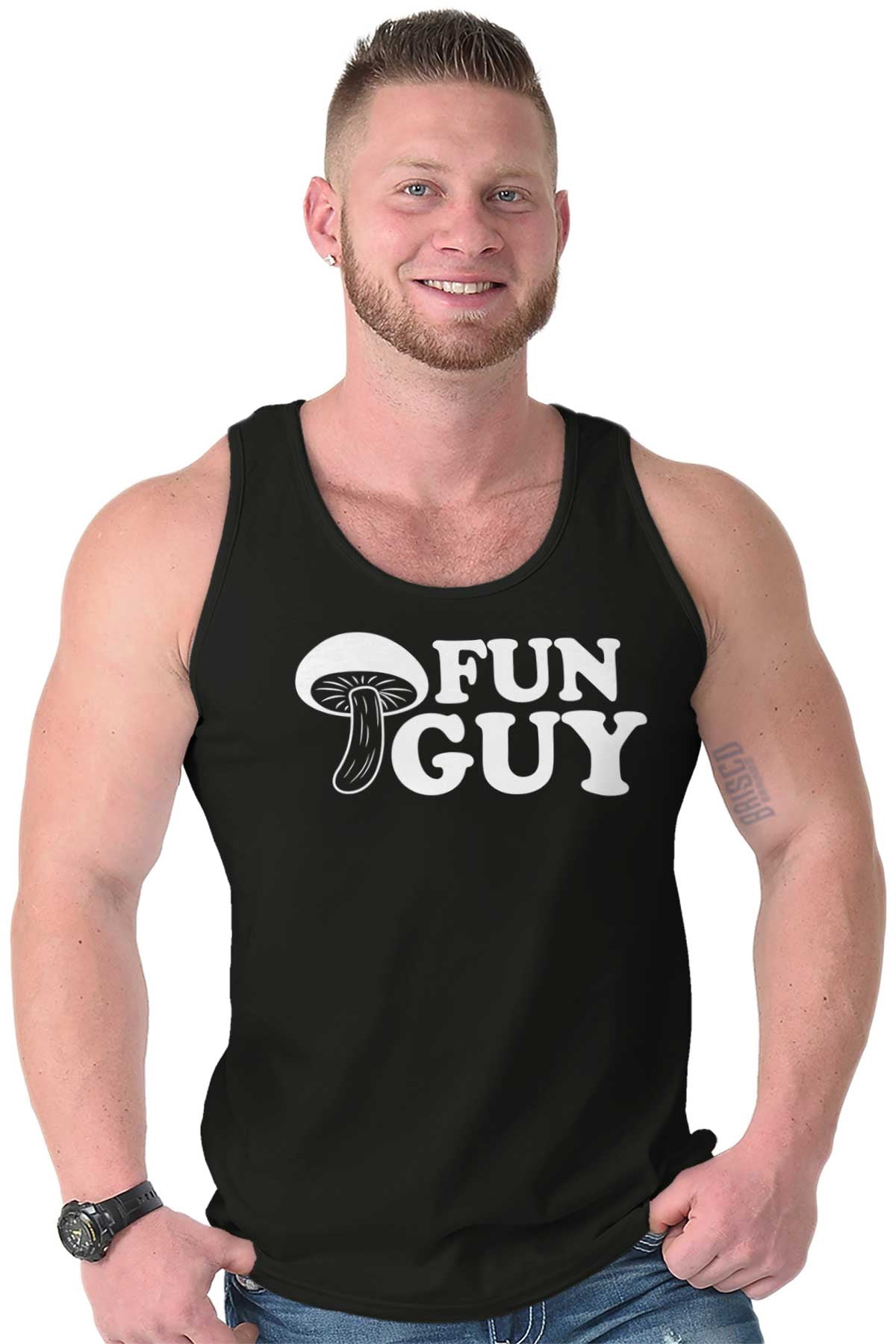 Fun Guy Fungi Mushroom Nerdy Geeky Men Big & Tall Tank Top Brisco ...