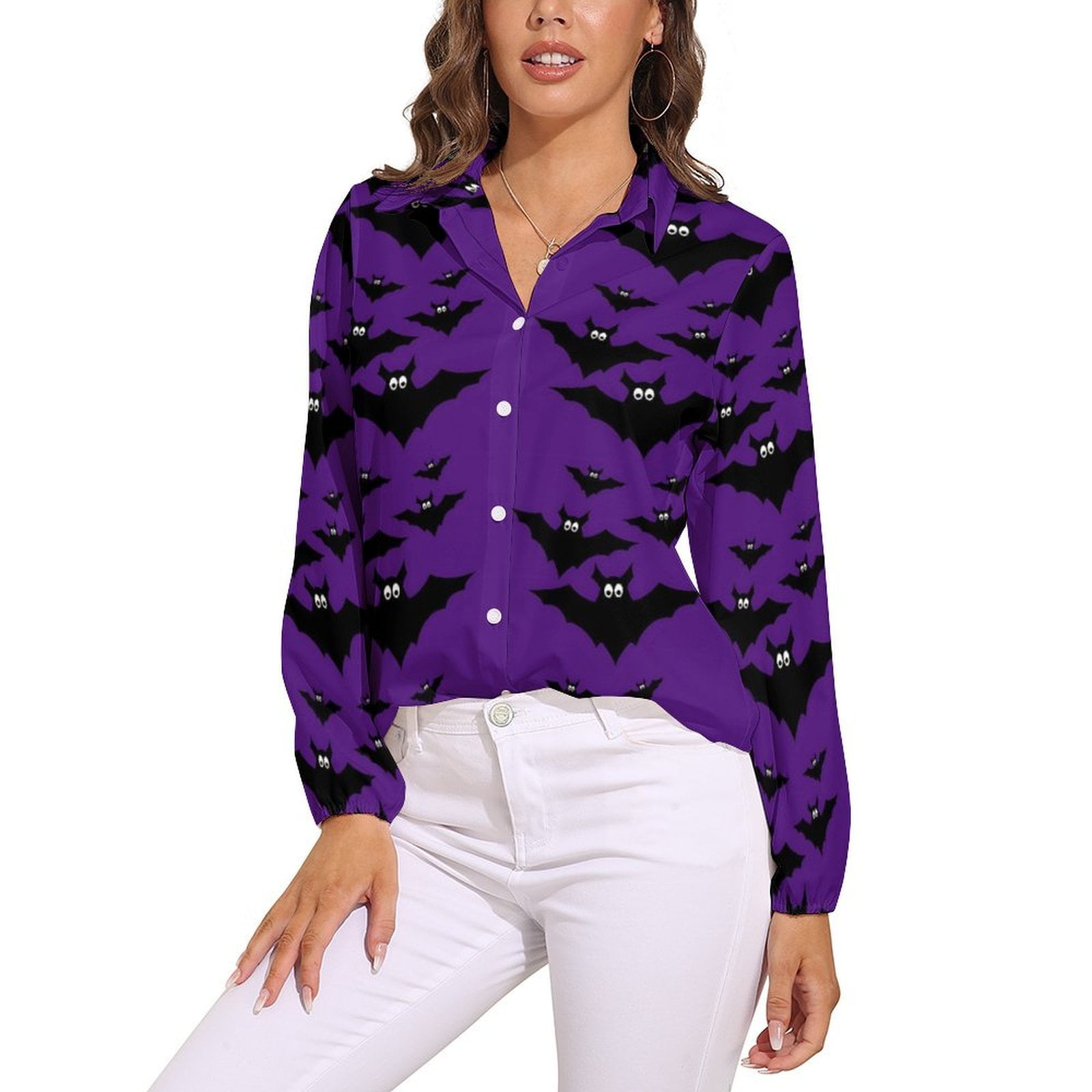 Fun Halloween Loose Blouse Black and Orange Spider Web Streetwear ...