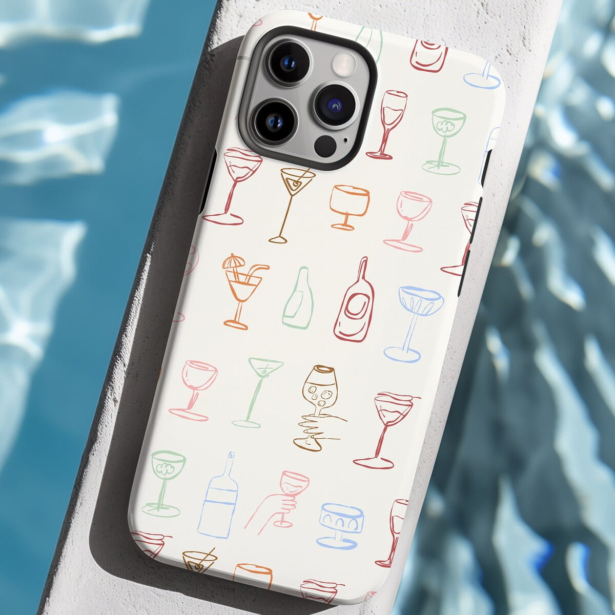 Fun Happy Hour Themed Phone Case with Cocktail Illustrations with ...