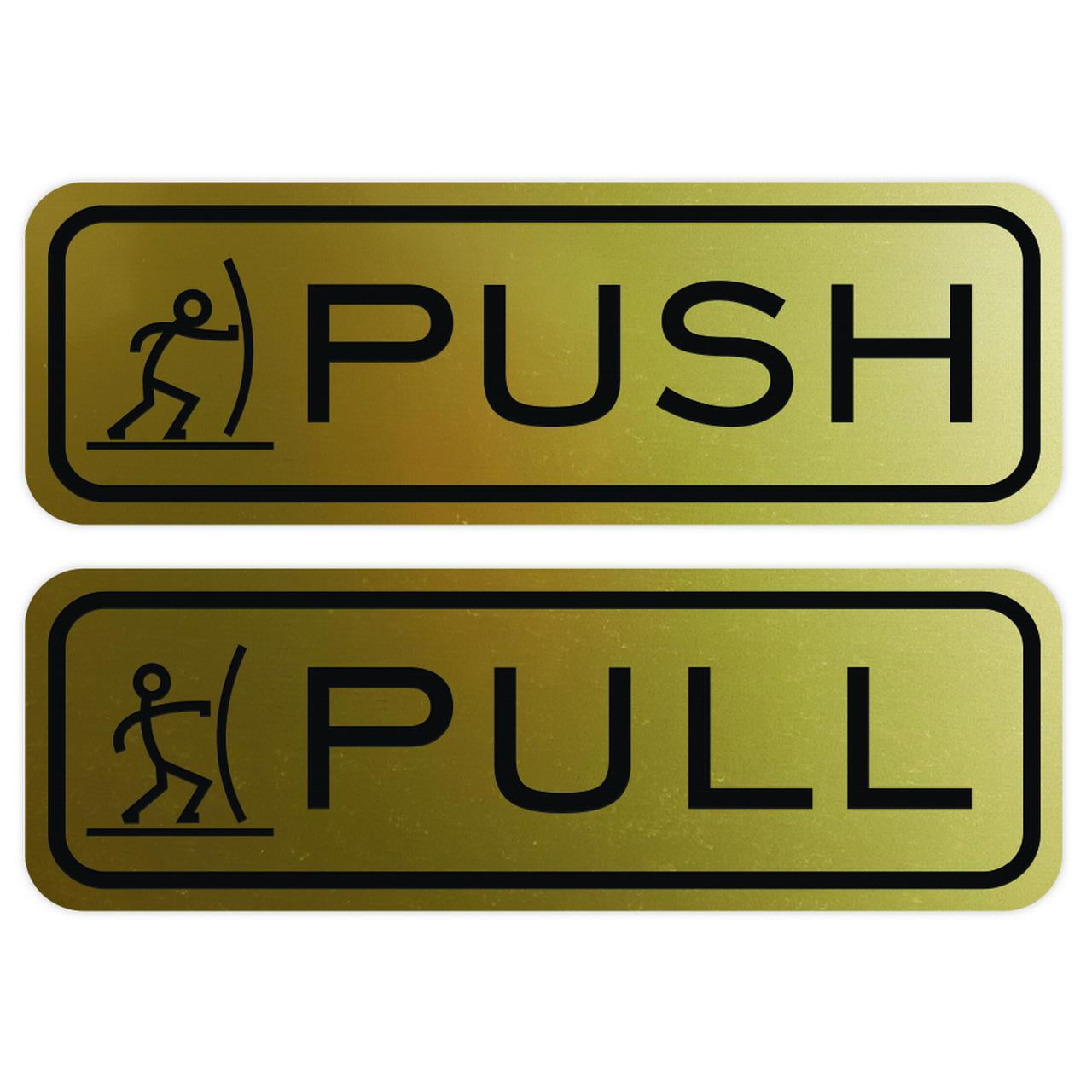 Fun Horizontal Push Pull Door Sign (Brushed Gold) - Small - Walmart.com