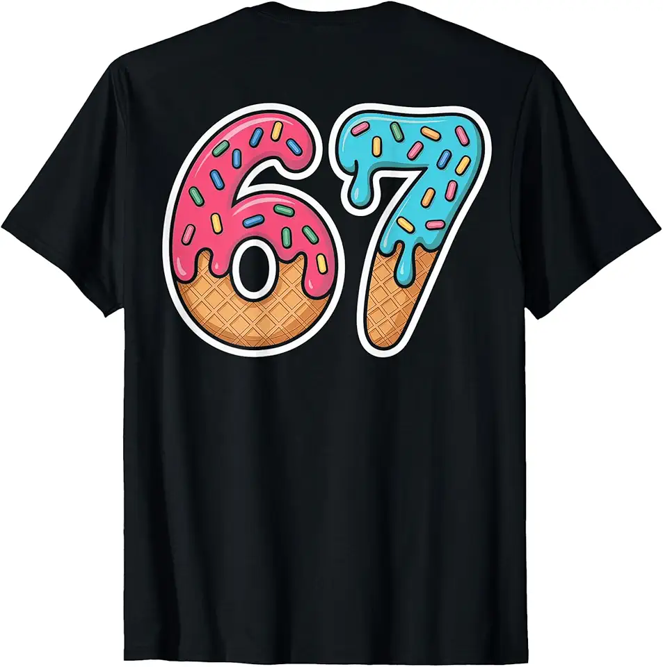 Fun Ice Cream Donut Sprinkles 67 Unisex Birthday Short Sleeve T-Shirt ...