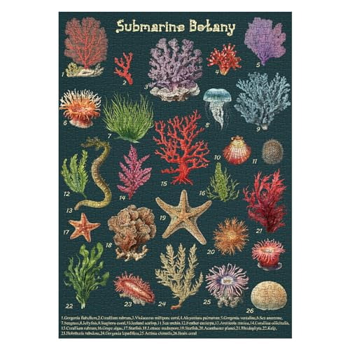 Fun Jigsaw Puzzle for Adults 1000 Pieces Vintage Ocean Plant, Retro ...