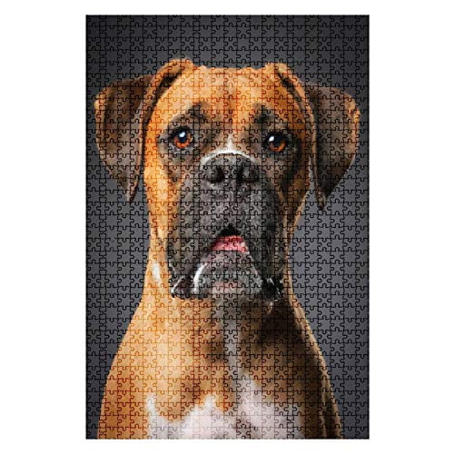 Fun Jigsaw Puzzle for Adults 1000 Pieces Boxer Dog Portrait Wooden ...