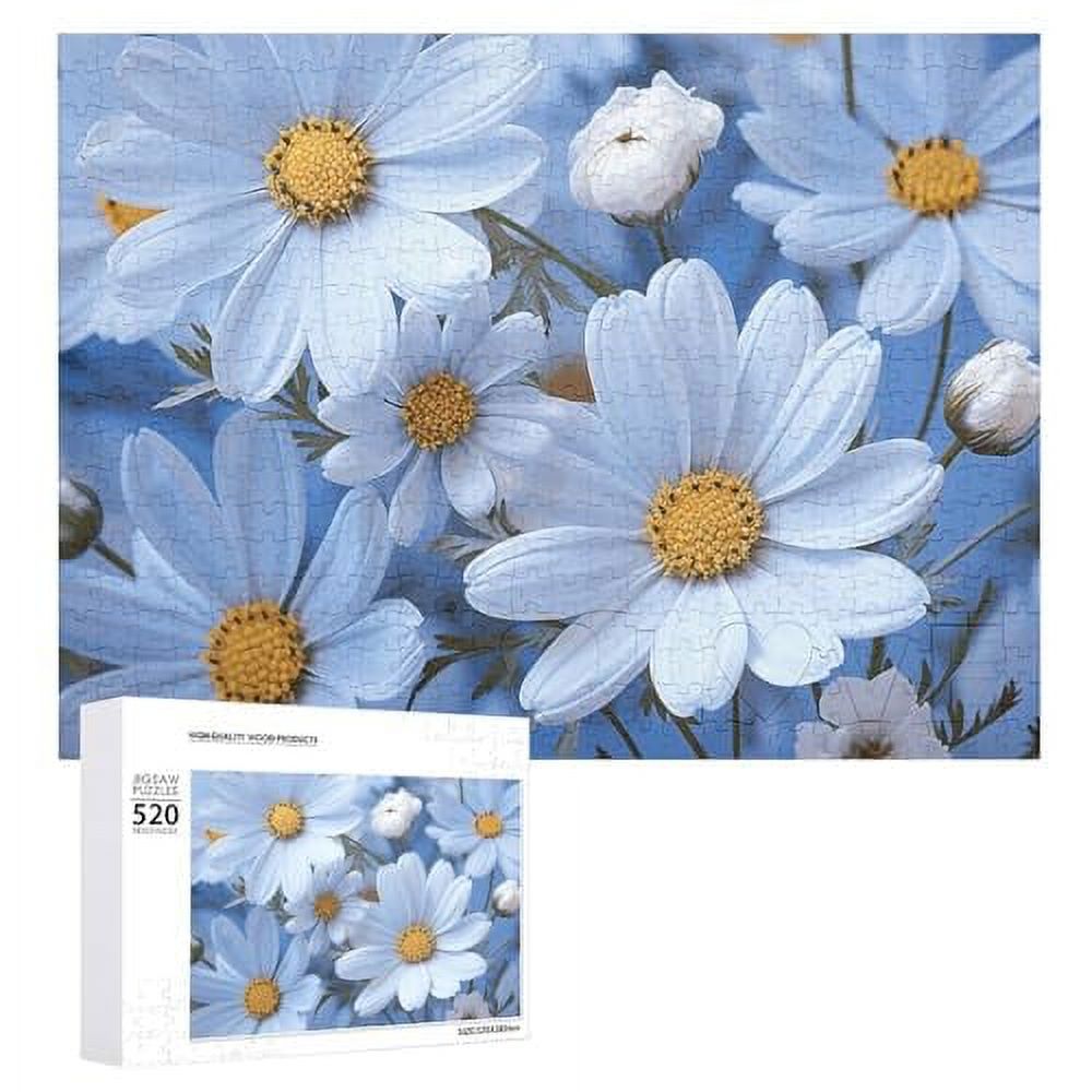 Fun Jigsaw Puzzle for Adults 1000 Pieces Daisy Blue Wall Art Wooden ...