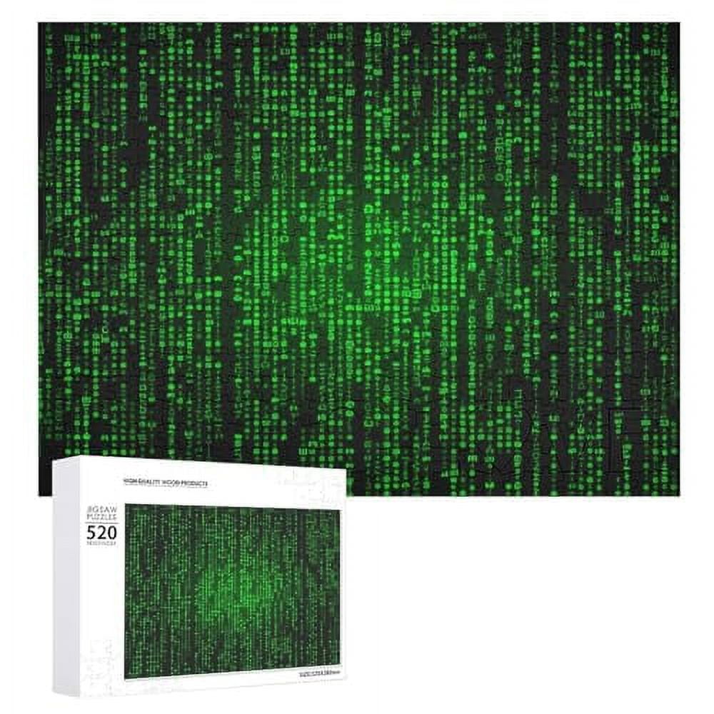 Fun Jigsaw Puzzle for Adults 1000 Pieces Green Number Binary Wall Art Wooden Puzzles Best Brain ...
