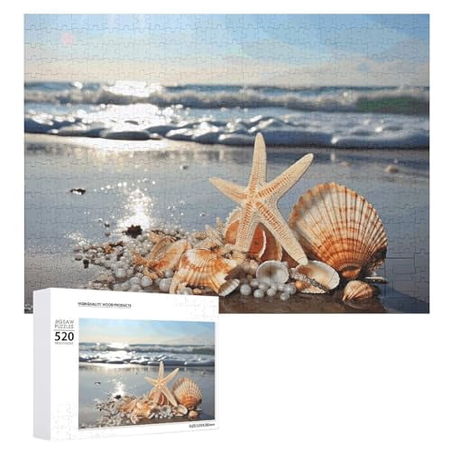 Fun Jigsaw Puzzle for Adults 500 Pieces Seashells on The Beach Wall Art ...