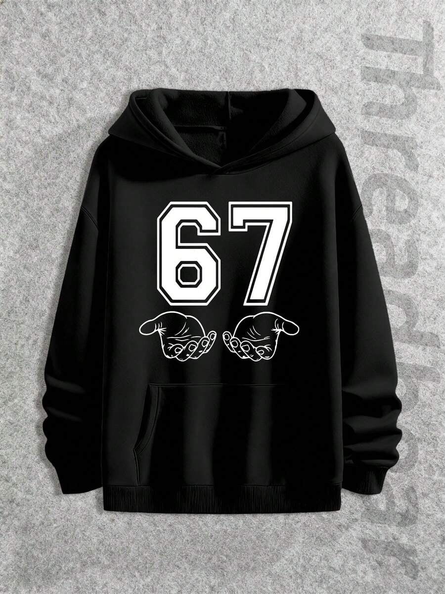 Fun Joke 67 Digital Meme Hoodie With 6 And 7 Gesture Prints ...