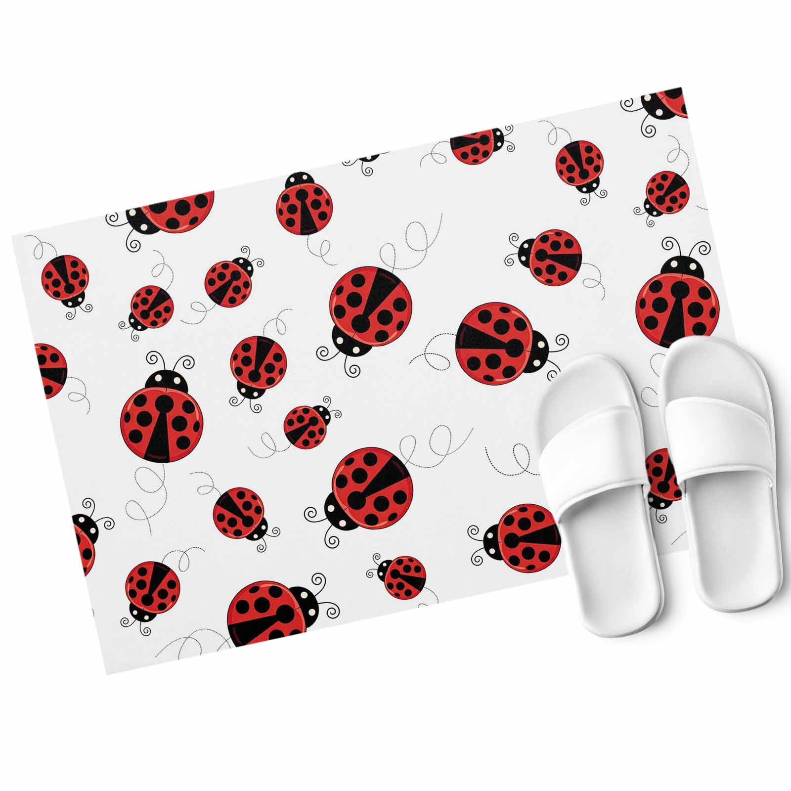 Fun Ladybug Door Mat Black Dot Reptile Pattern Abstract Art Non Slip ...