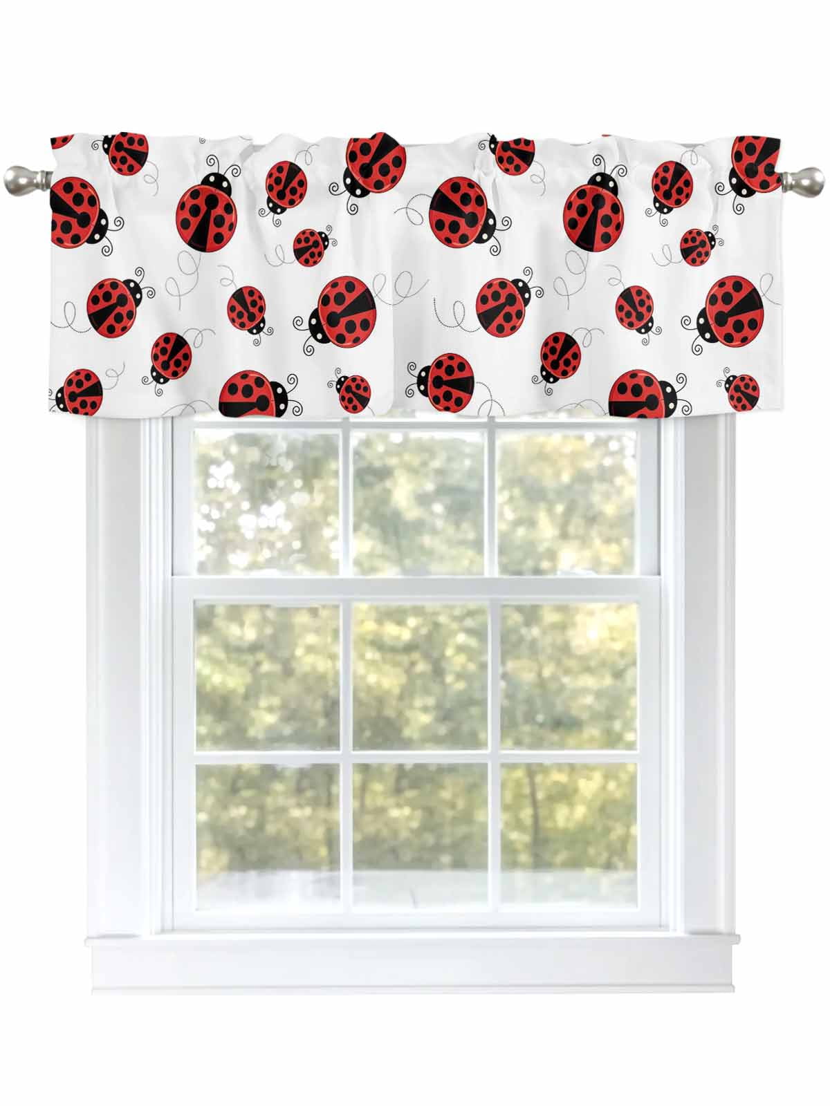 Fun Ladybug Valances for Windows Black Dot Reptile Pattern Abstract Art ...
