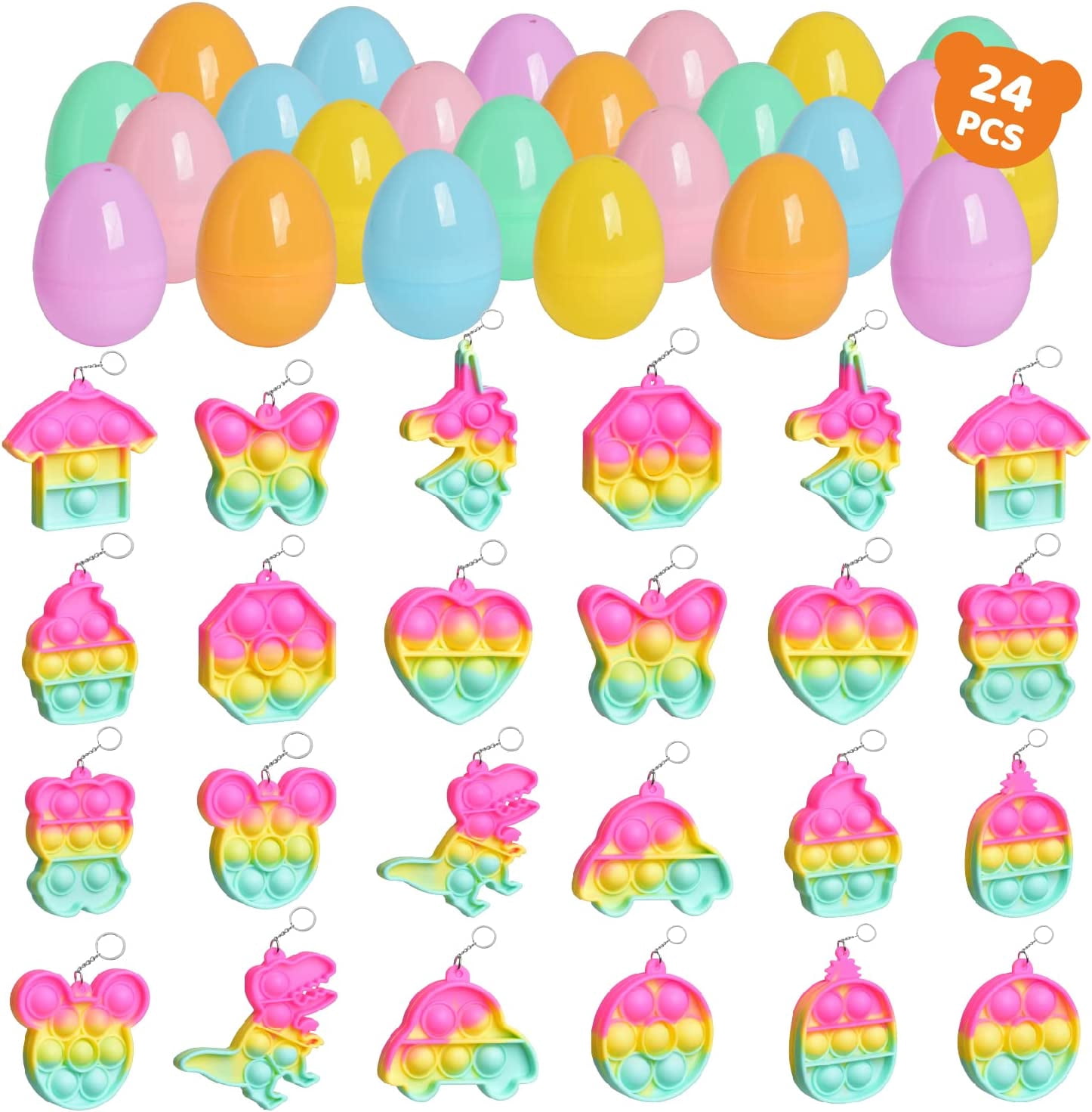 Fun Little Toys 24 Pcs Bubble Poppers Fidget Toy Filled Easter Eggs ...