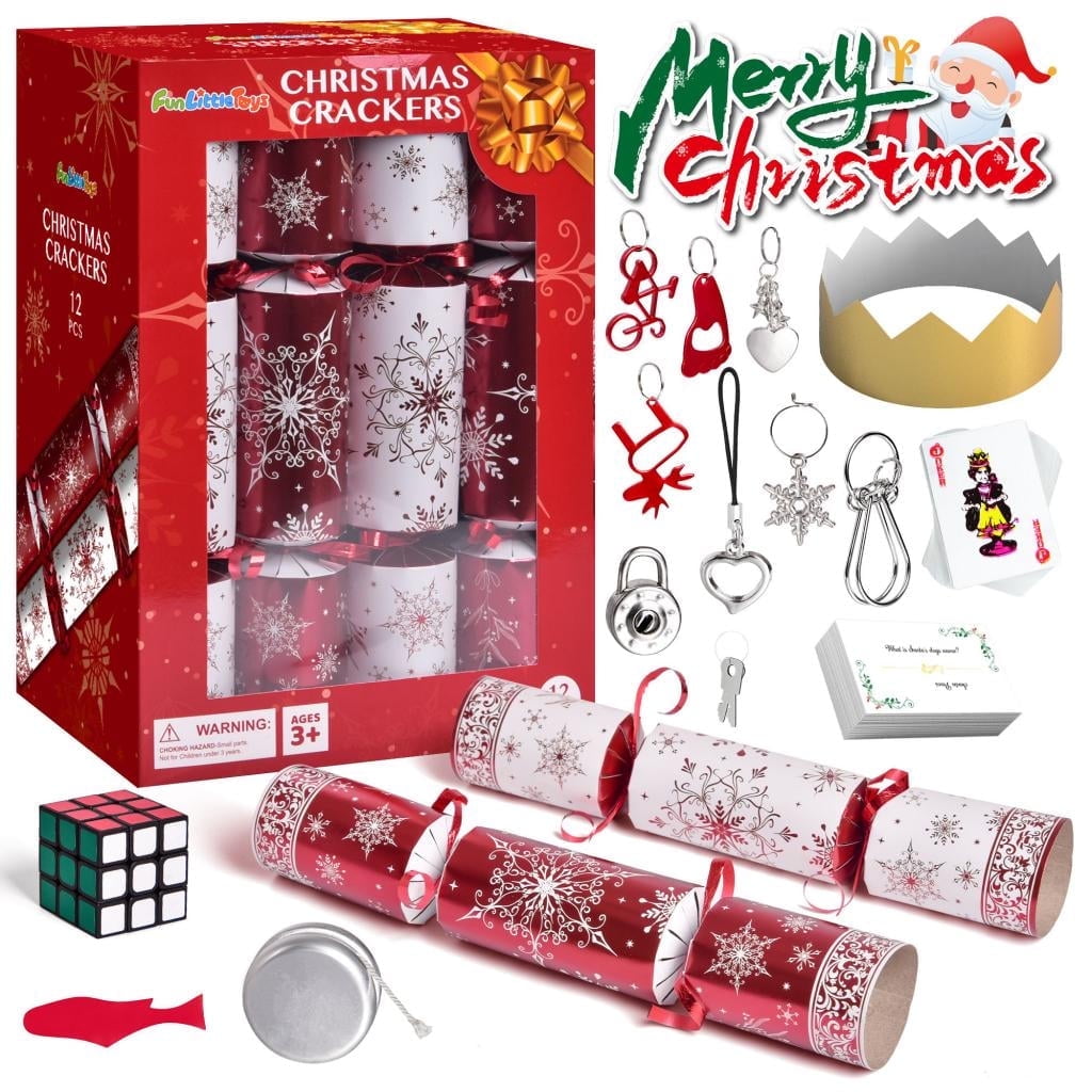 Fun Little Toys 12PCS Christmas Crackers: Prizes Include Toy Cars, Joke ...