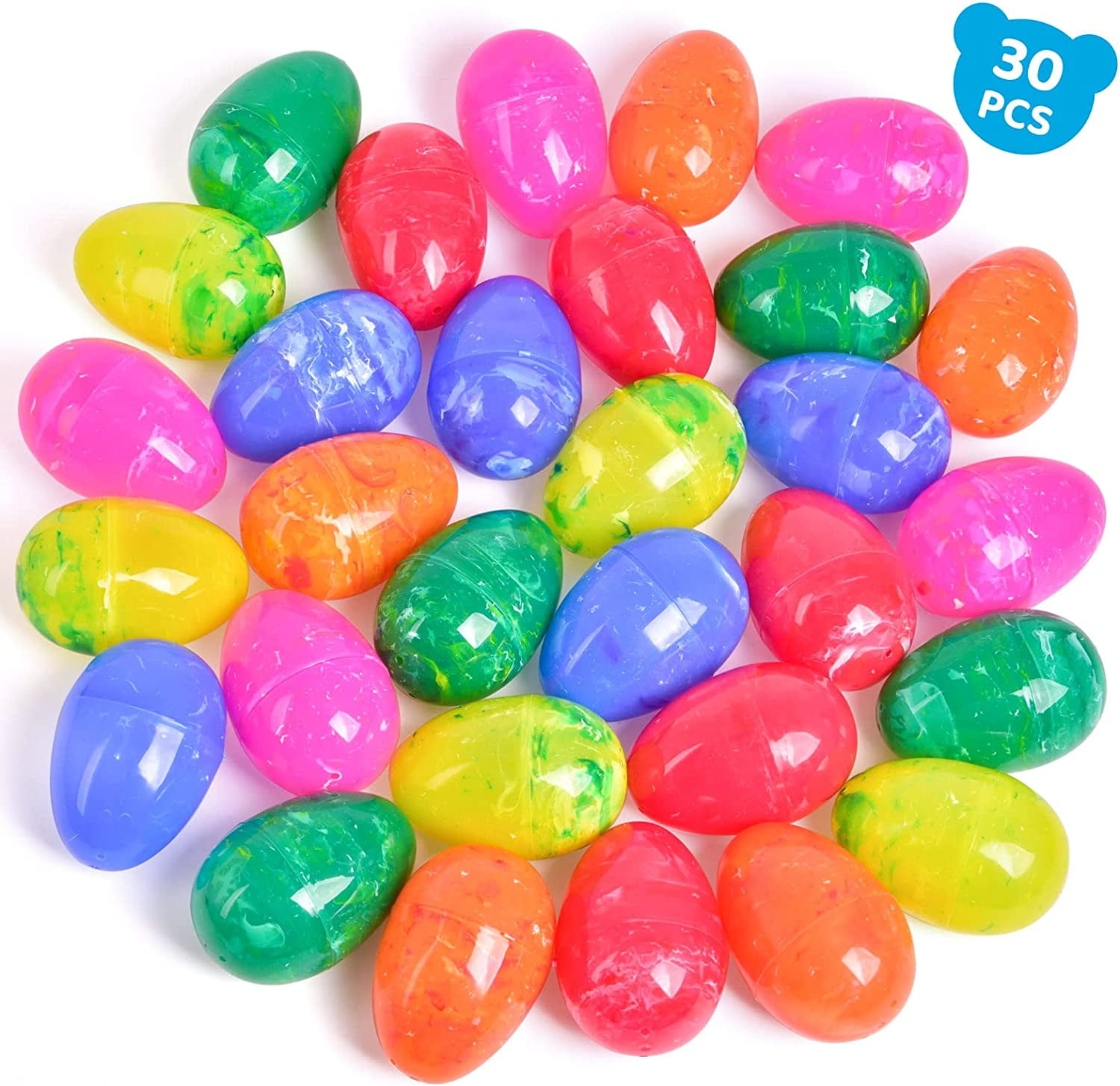 Fun Little Toys 30 Pcs 3 Inch Plastic Easter Eggs, Fillable, Basket ...
