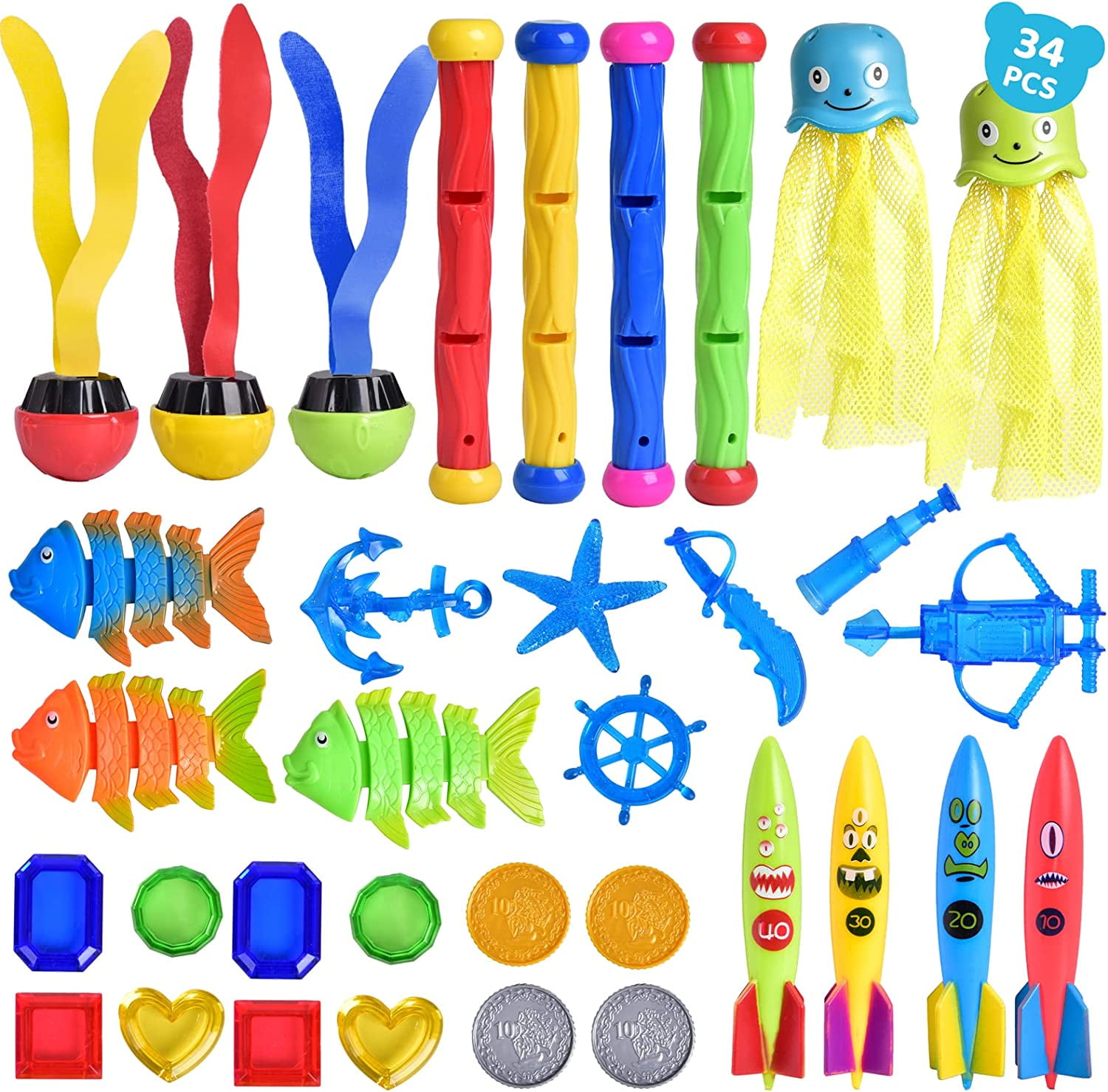 Fun Little Toys 34PCS Swimming Pool for Kids Water Toys for Backyard ...