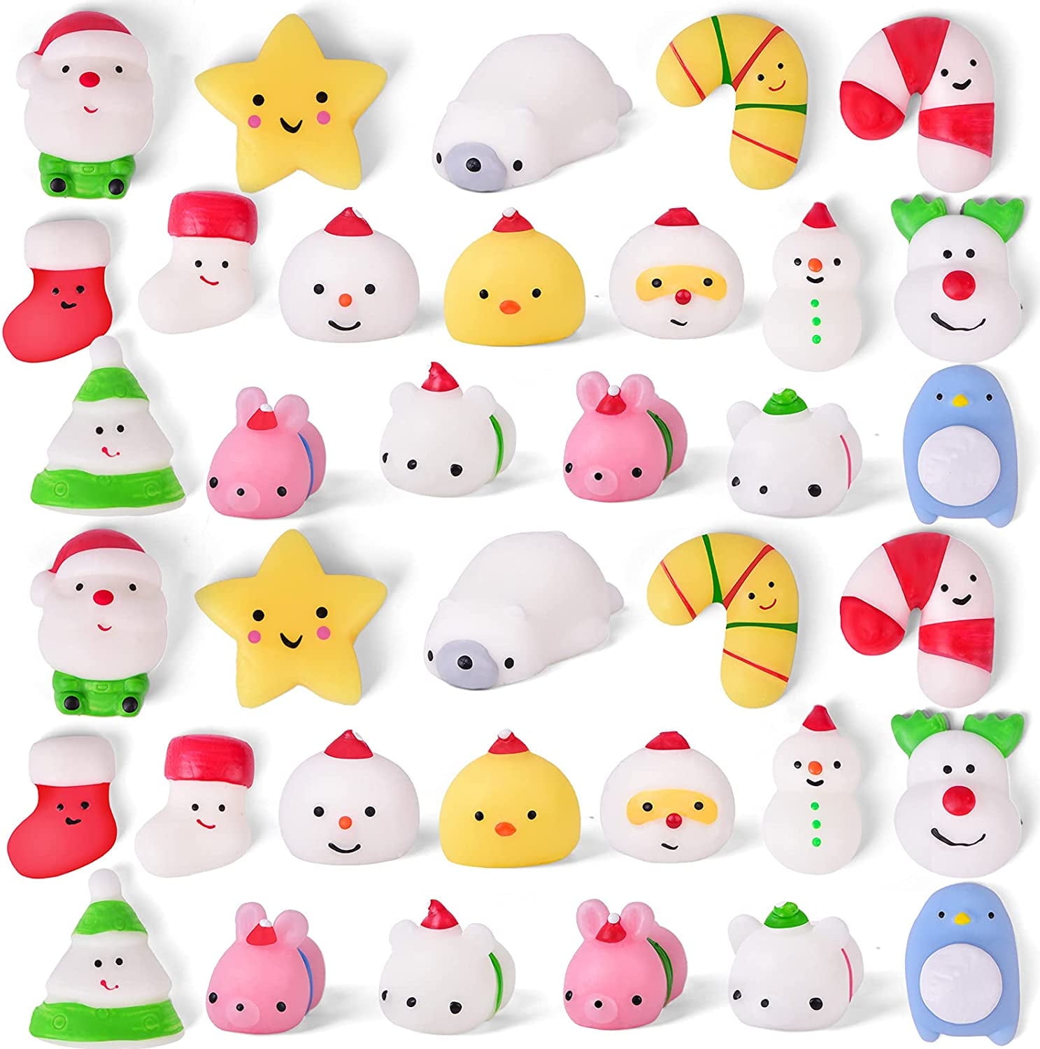 Fun Little Toys 36 Pcs Christmas Mochi Squishy Toys, Little Animals ...