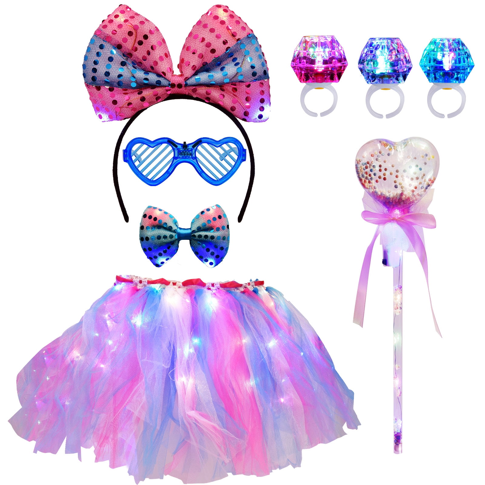 Fun Little Toys 8 Pcs LED Princess Costume for Girls, Light up Fairy ...