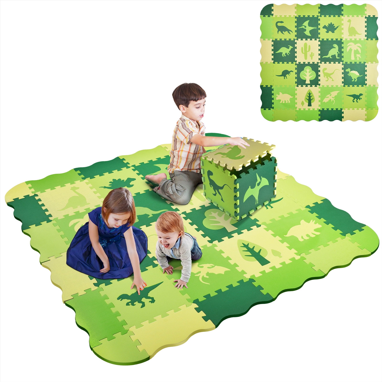 Fun Little Toys Beg1n 36 Pcs Dinosaurs Baby Playmat,Soft Thick EVA Foam ...