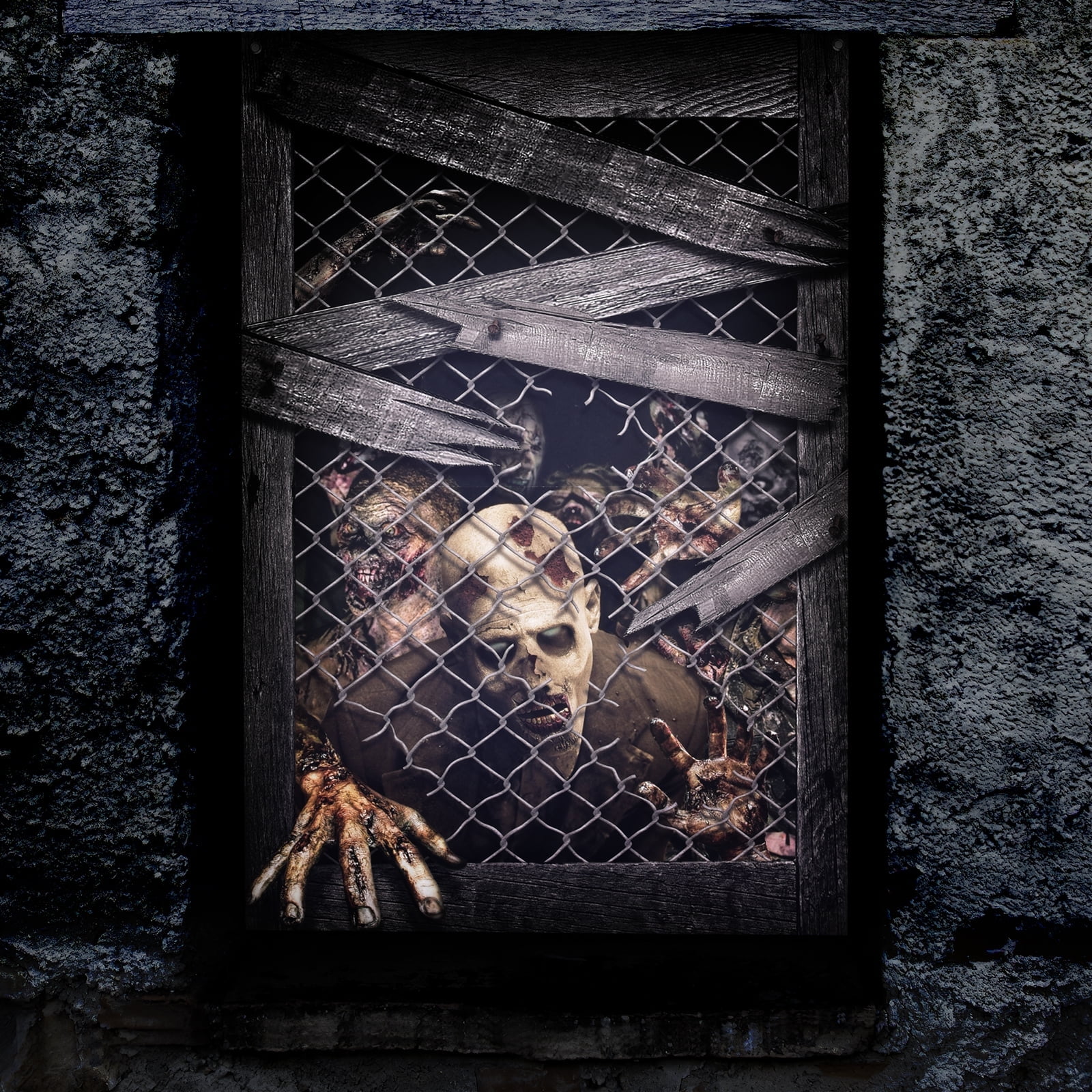 Fun Little Toys Scary Haunted Halloween Zombie Window Covering, Door ...