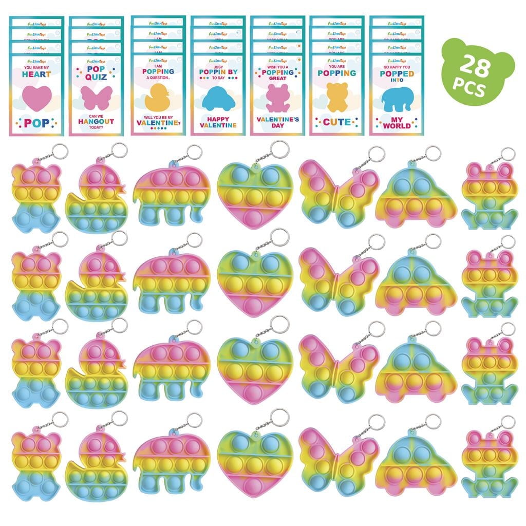 Fun Little Toys 28 Pcs Valentines Gifts, Pop It Fidgets, Mini Bubbles ...