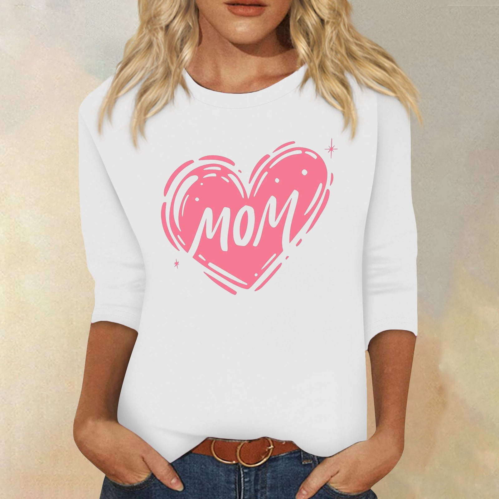 Fun Love Print Qwentu Mom Shirt For Women Mama Mommy Mom Bruh Mothers