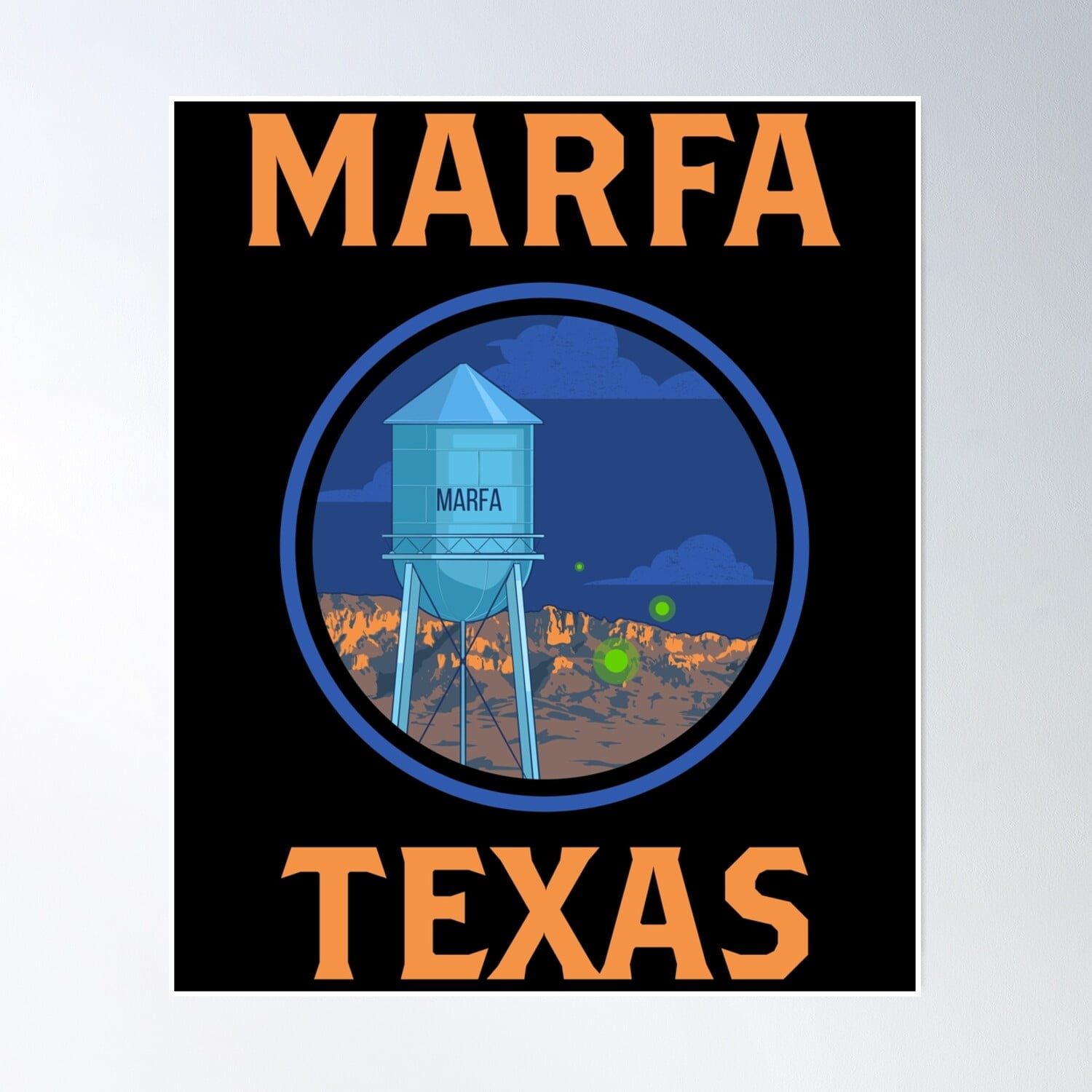 Fun Marfa Texas Desert Vacation Marfa Light Graphic Poster Wall Art ...