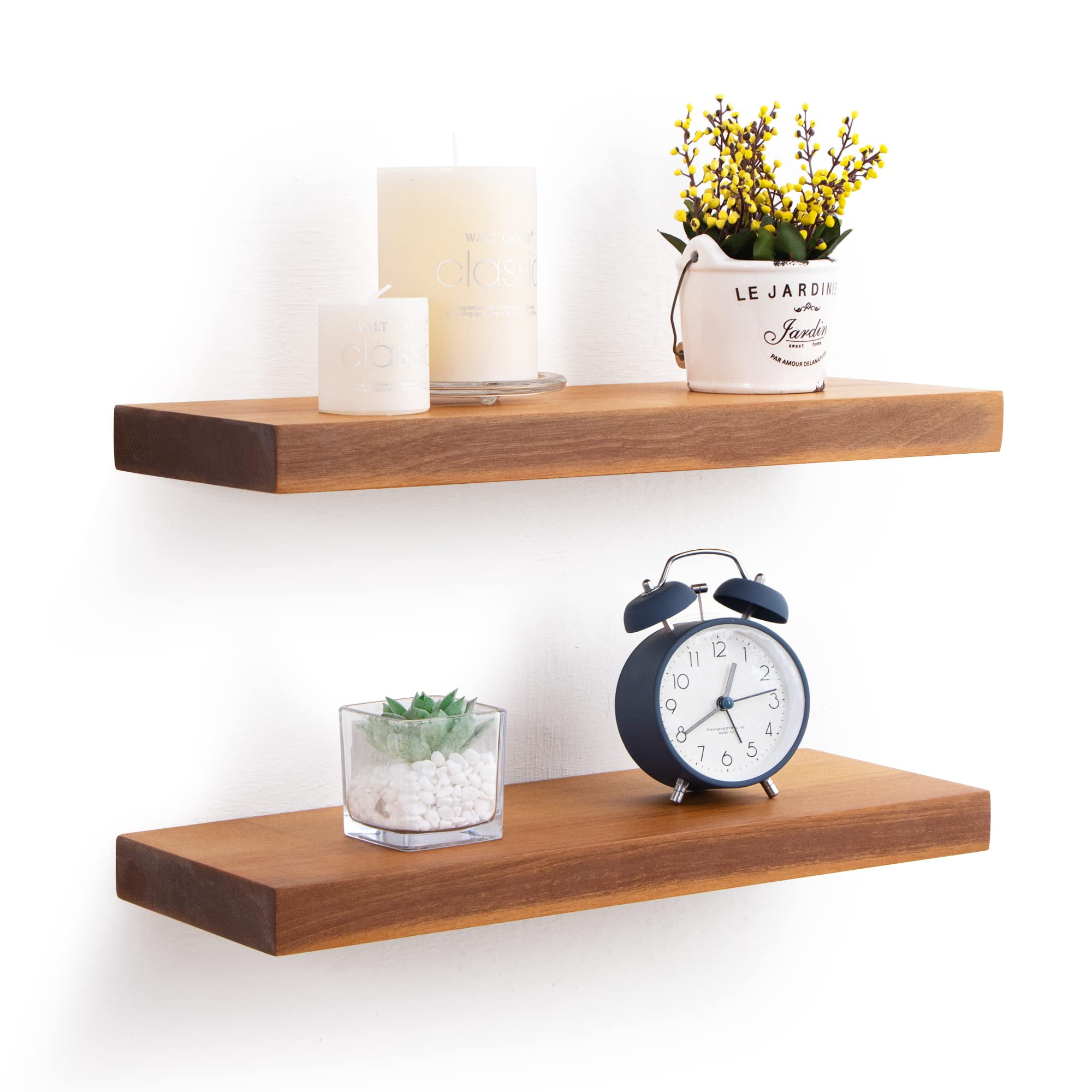 Fun Memories 16 inch Floating Shelves Set of 2, Solid Acacia Wood ...