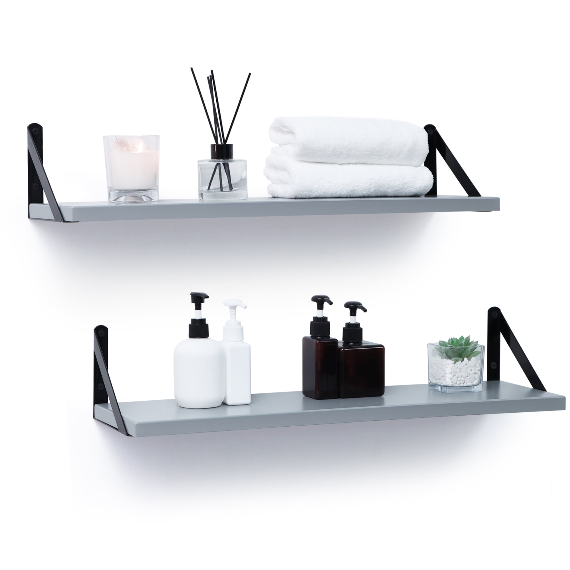 Fun Memories 24 inch Floating Shelves Set of 2, Wooden Wall Shelf, Wall ...