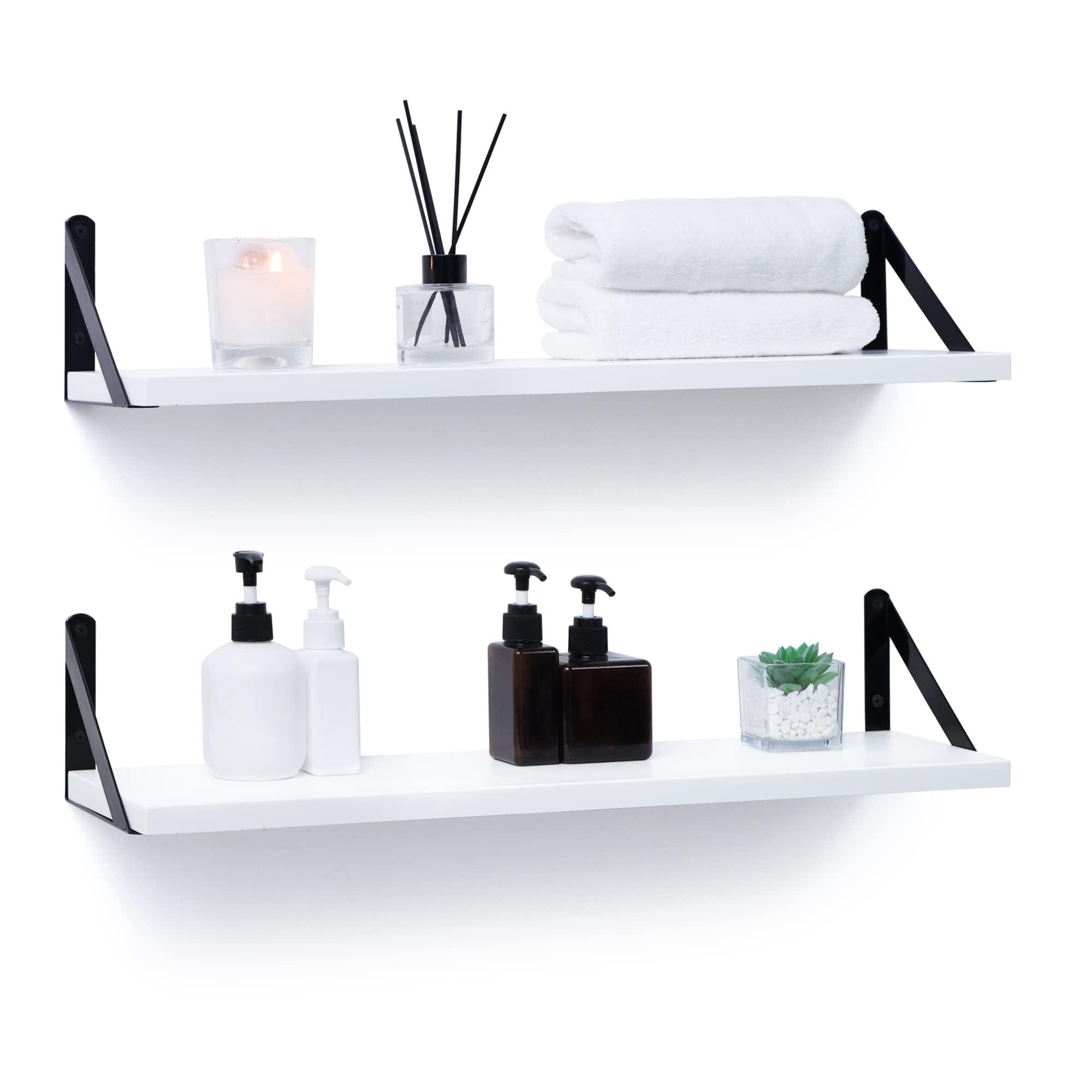 Fun Memories 24 inch Floating Shelves Set of 2, Wooden Wall Shelf, Wall ...