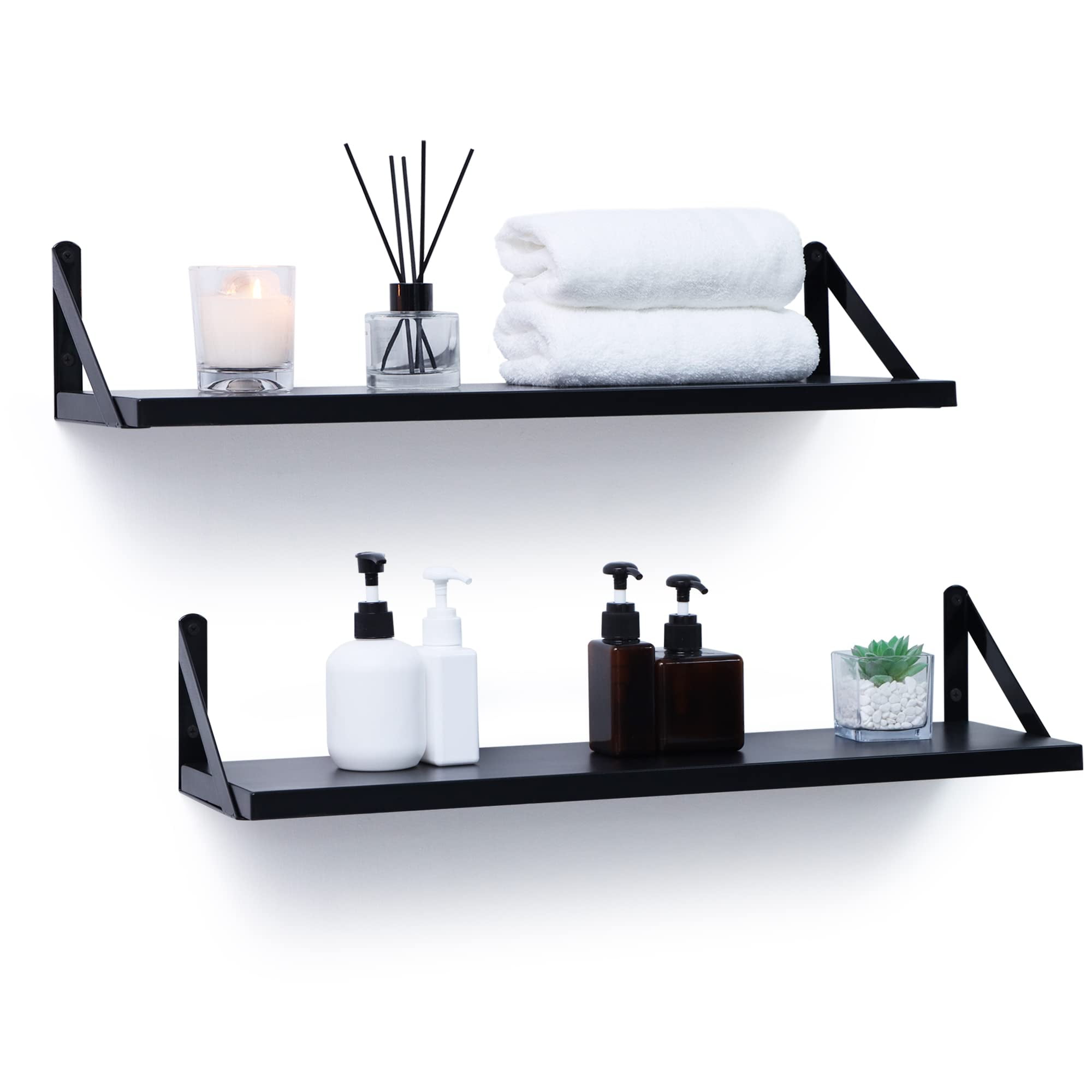 Fun Memories, 24 inch Floating Shelves Set of 2, Decorative Wooden Wall ...