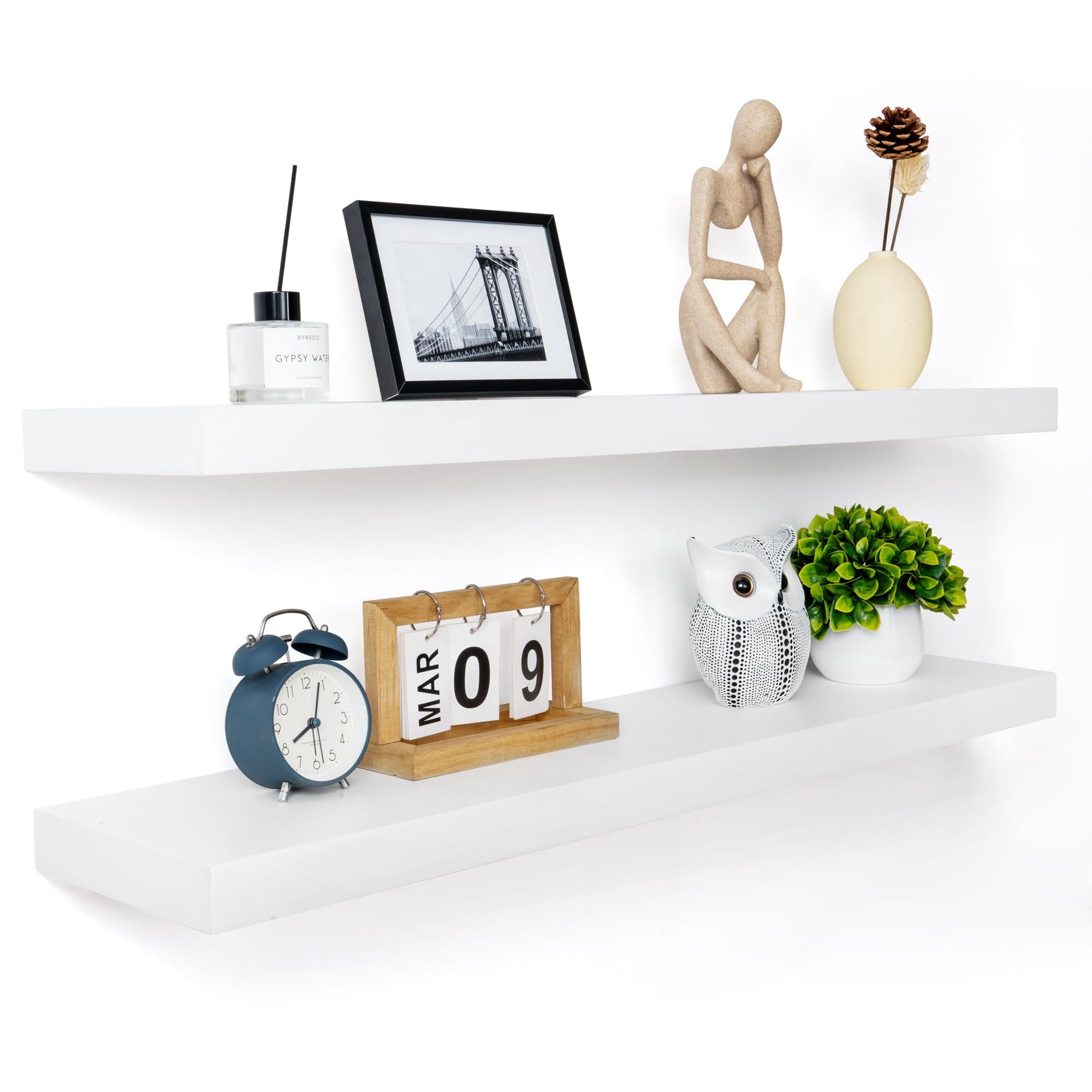 Fun Memories 36 inch Floating Shelves, 8 inch Deep Rustic Wood Wall ...