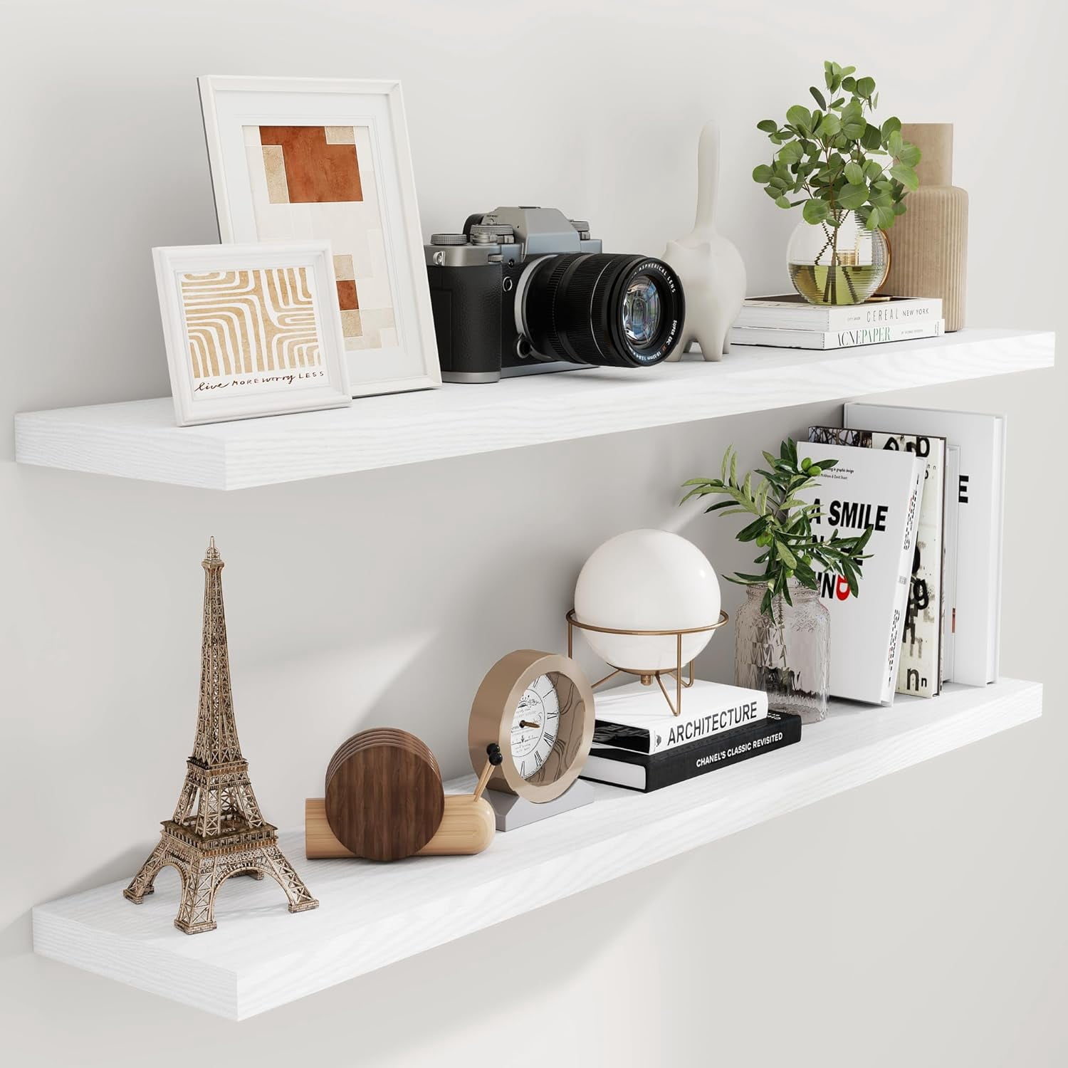 Fun Memories 55 Inch Long Floating Shelves, White, 2 Pack - Walmart.com